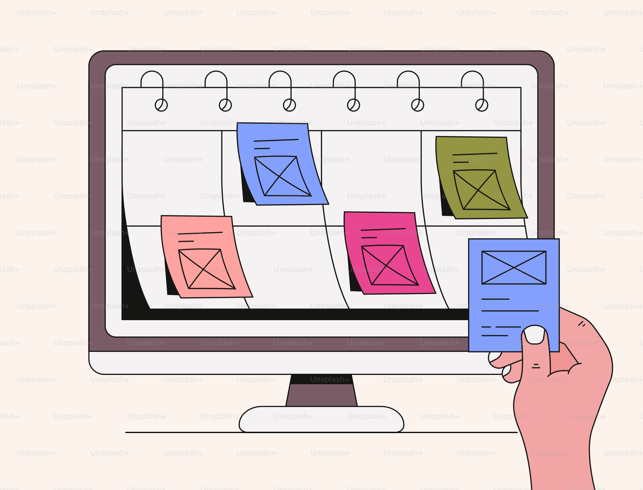 Une personne tenant un écran d’ordinateur sur lequel sont posés des ...