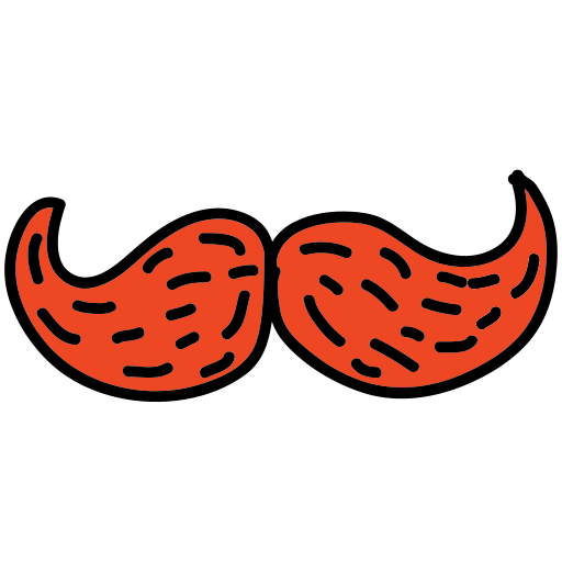 A drawing of a red mustache on a white background vector – Mustache ...