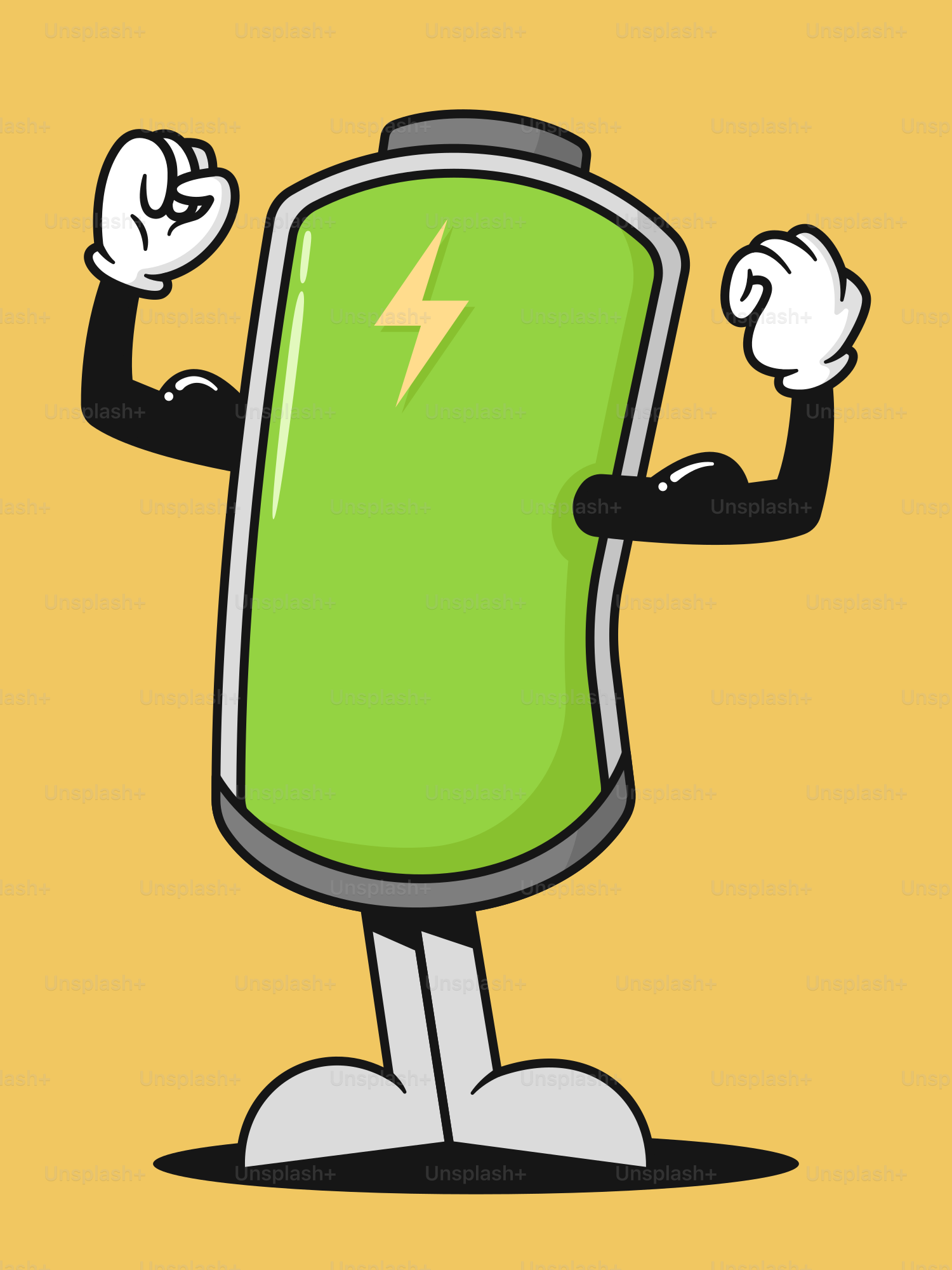 A cartoon battery character with arms and legs vector – Illustration ...