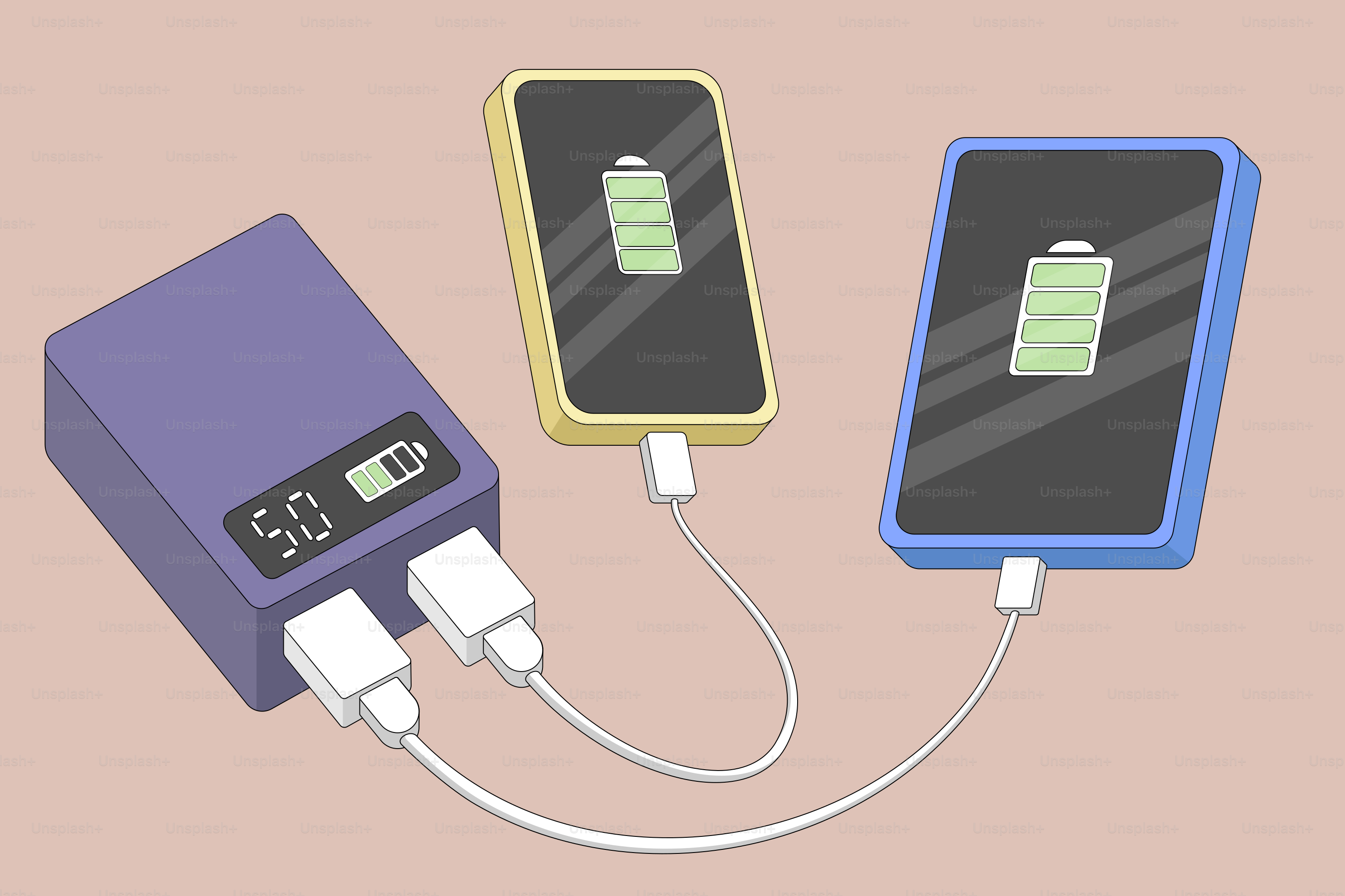 A couple of electronic devices connected to each other vector – Design ...