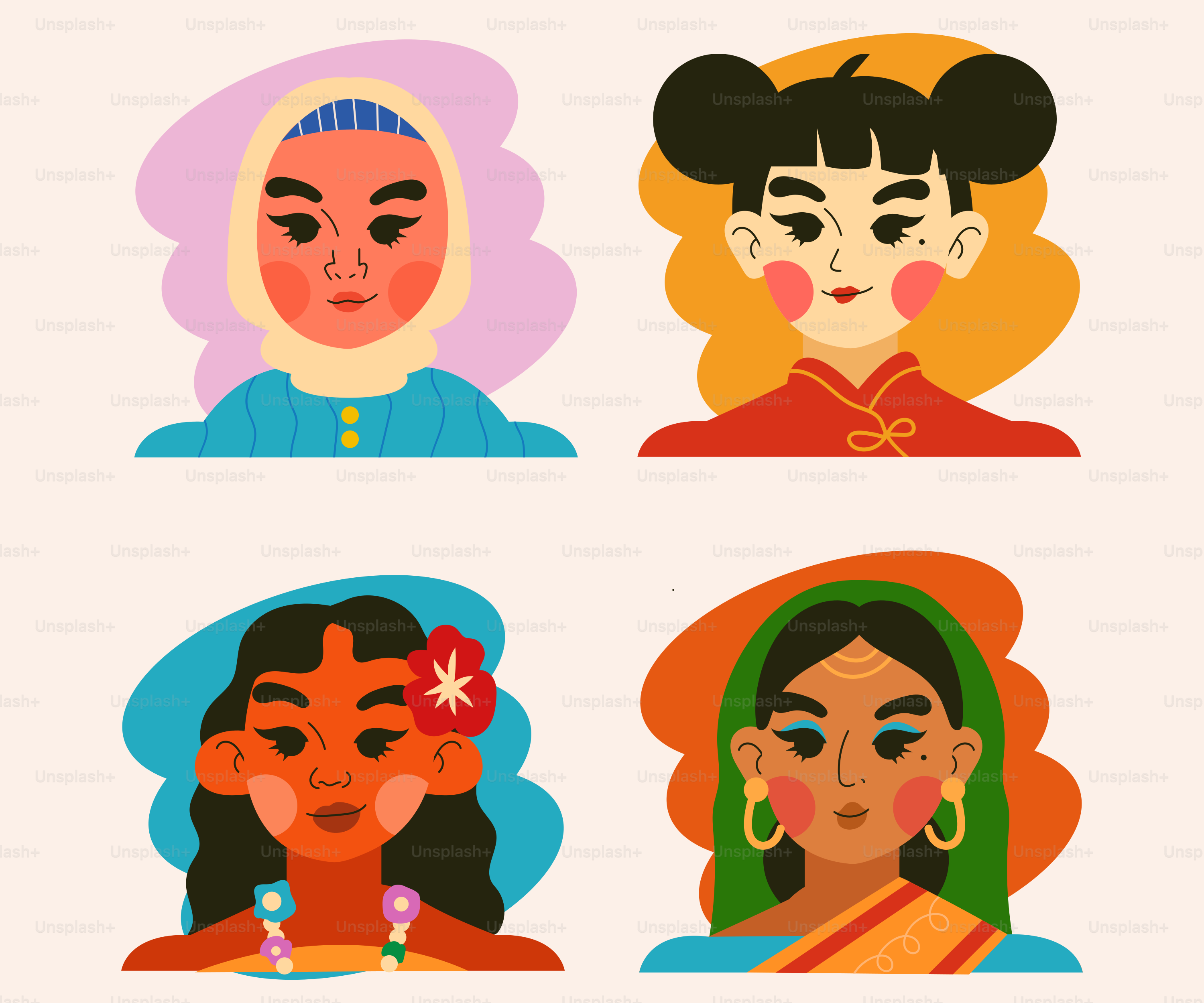 Un groupe de personnes avec des expressions faciales différentes ...