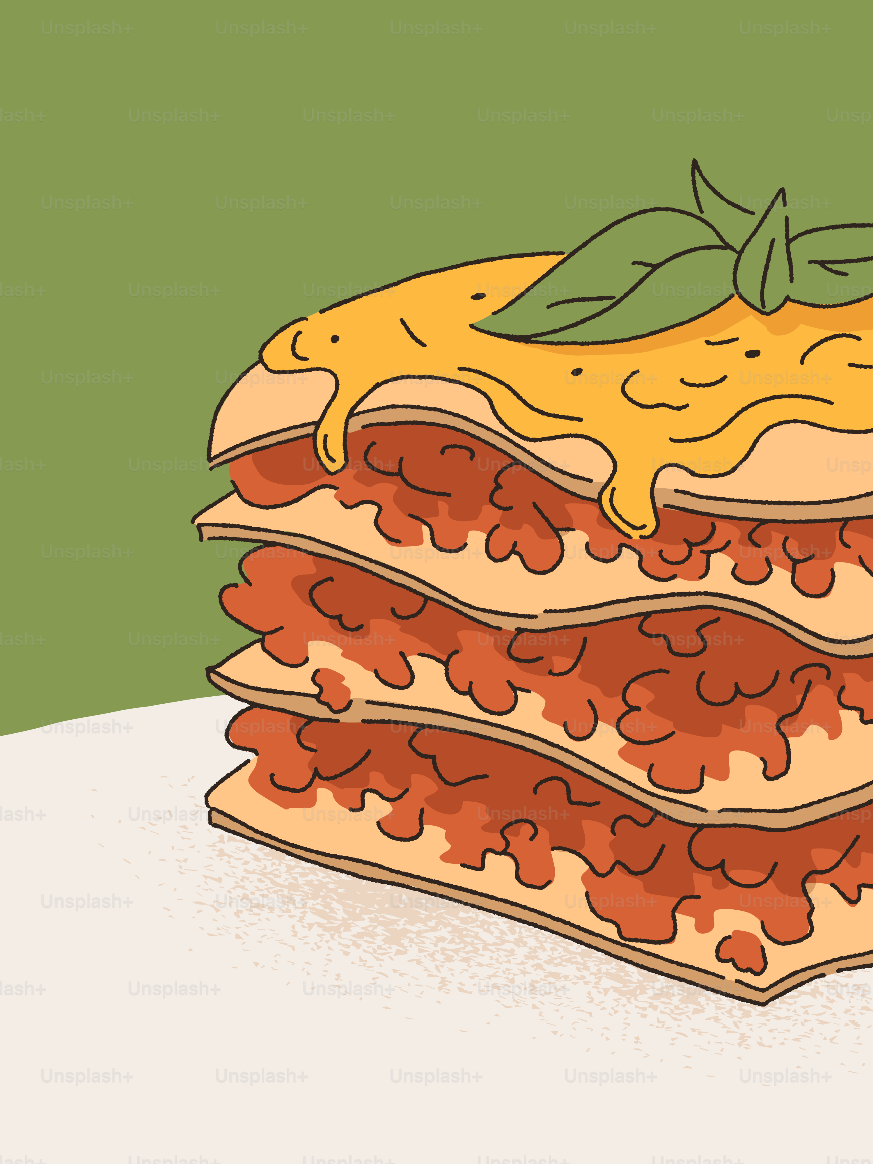 A drawing of a stack of food on a table vector – Lasagna Image on Unsplash