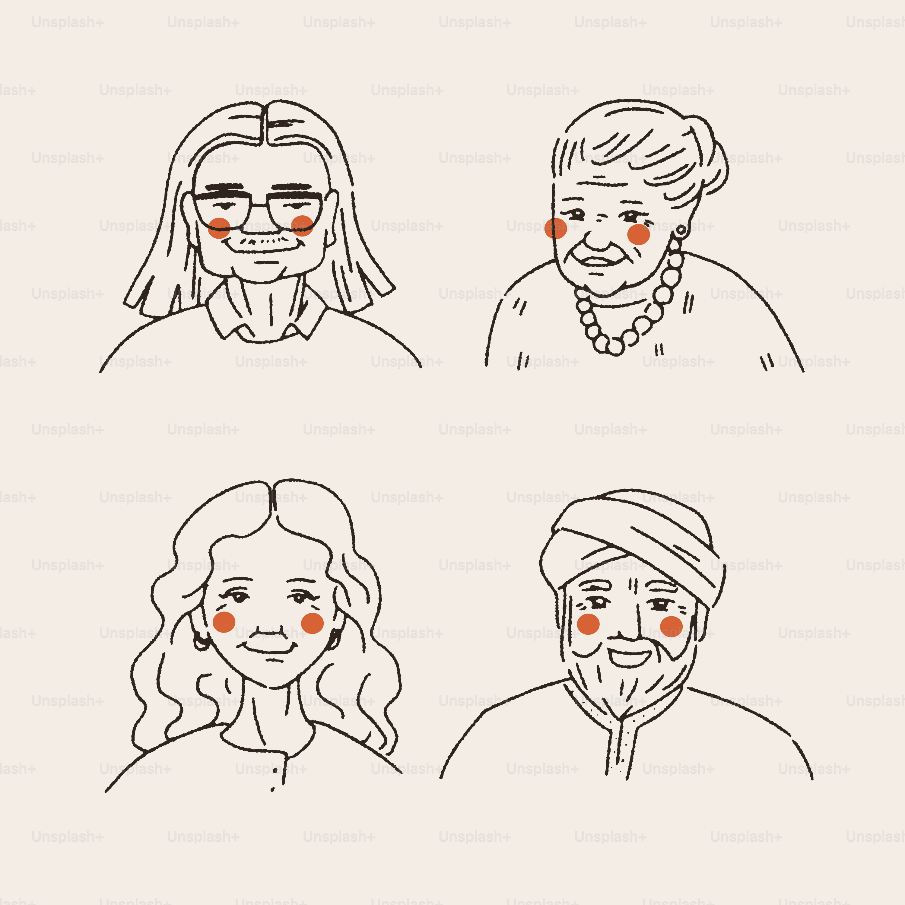 A group of people with red dots on their faces vector – Avatars Image ...