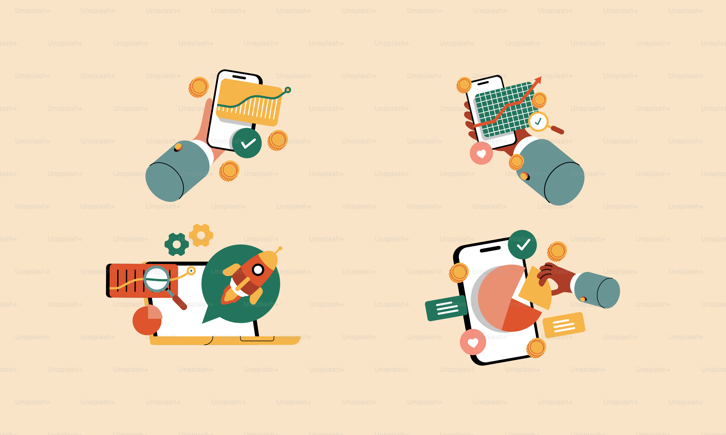 A set of flat design icons of a cell phone vector – Marketing Image on ...
