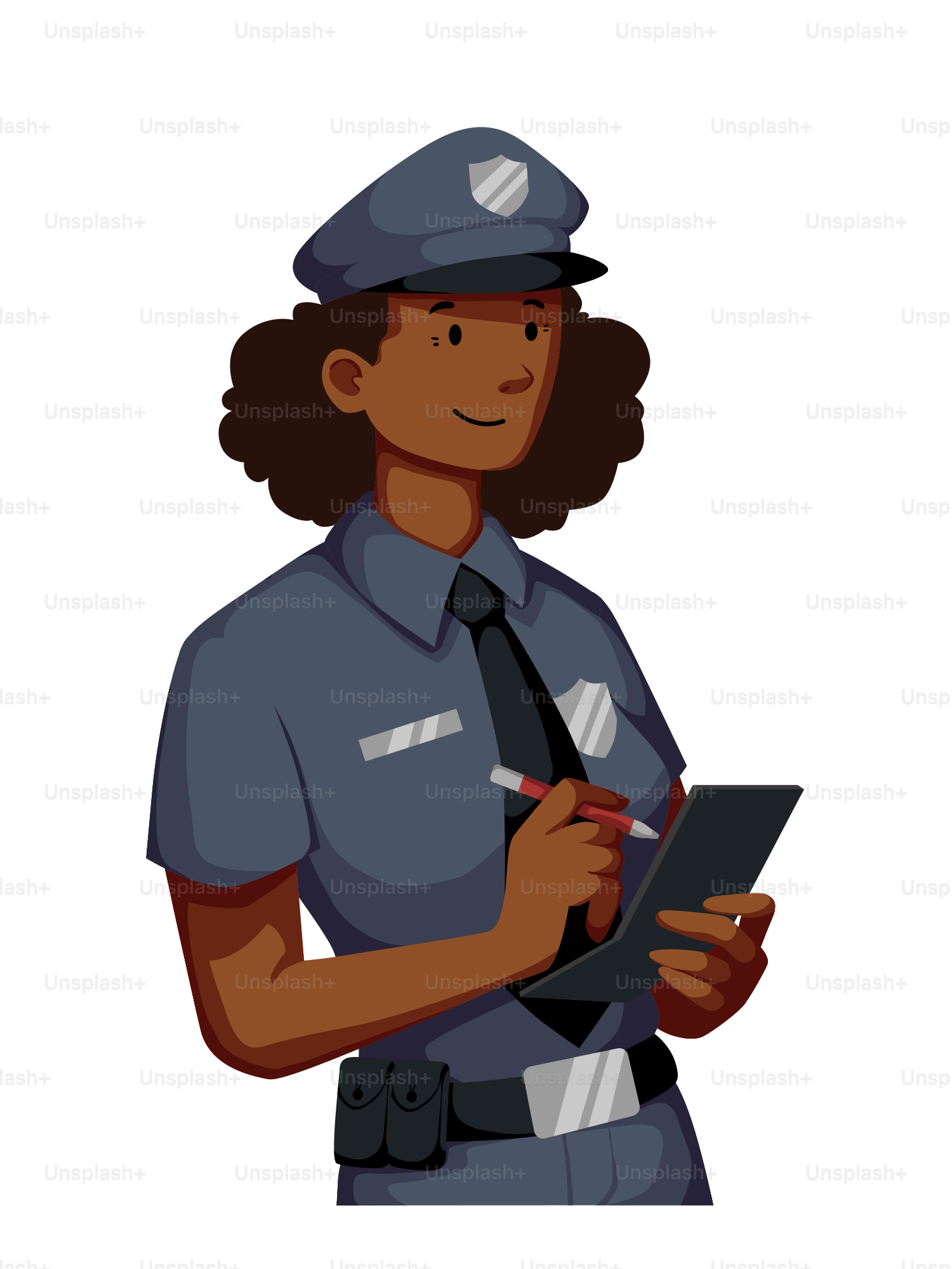 Vektor Seorang petugas polisi wanita memegang clipboard – Gambar Kerja ...