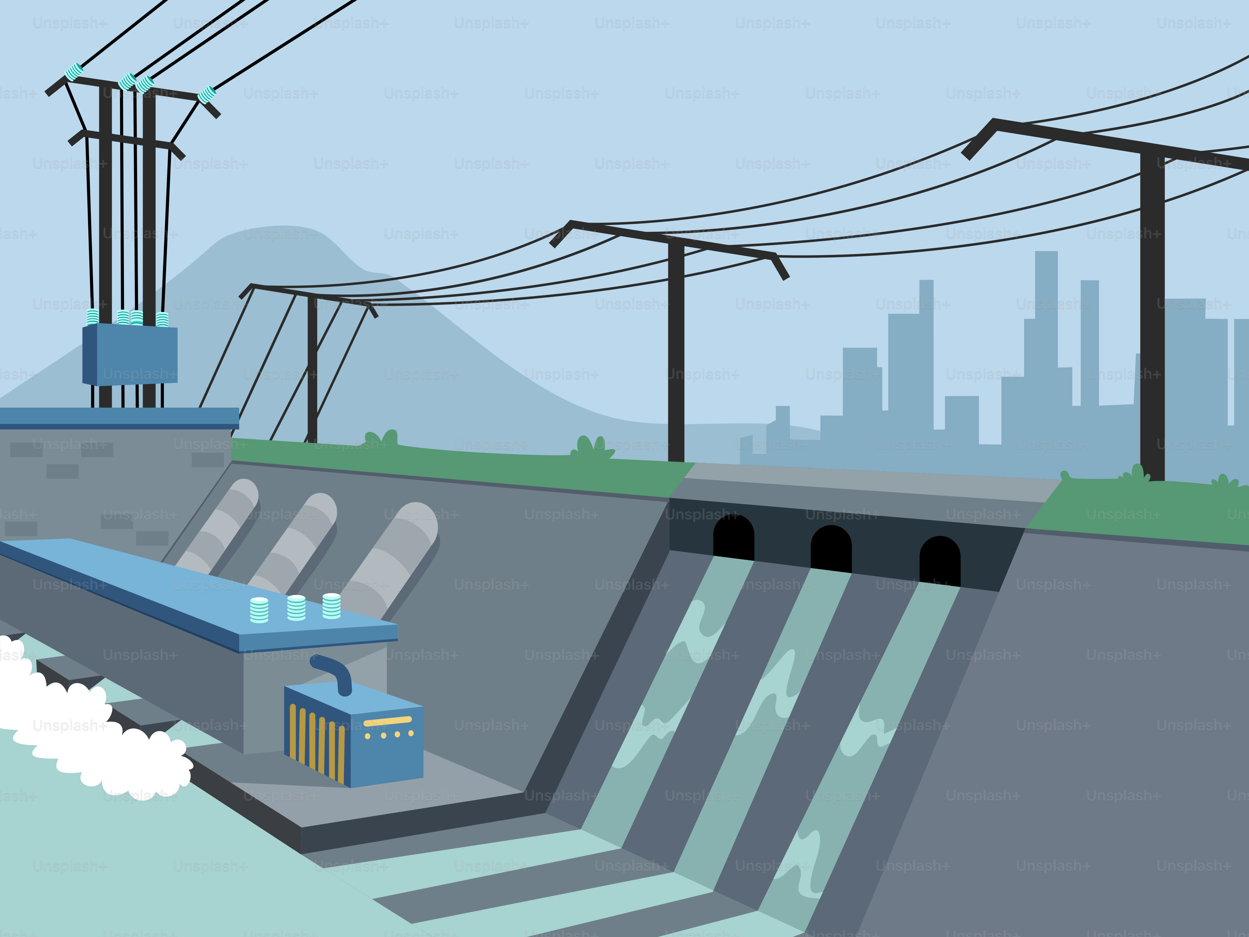 A building with a bunch of wires hanging from it vector – Illustration ...