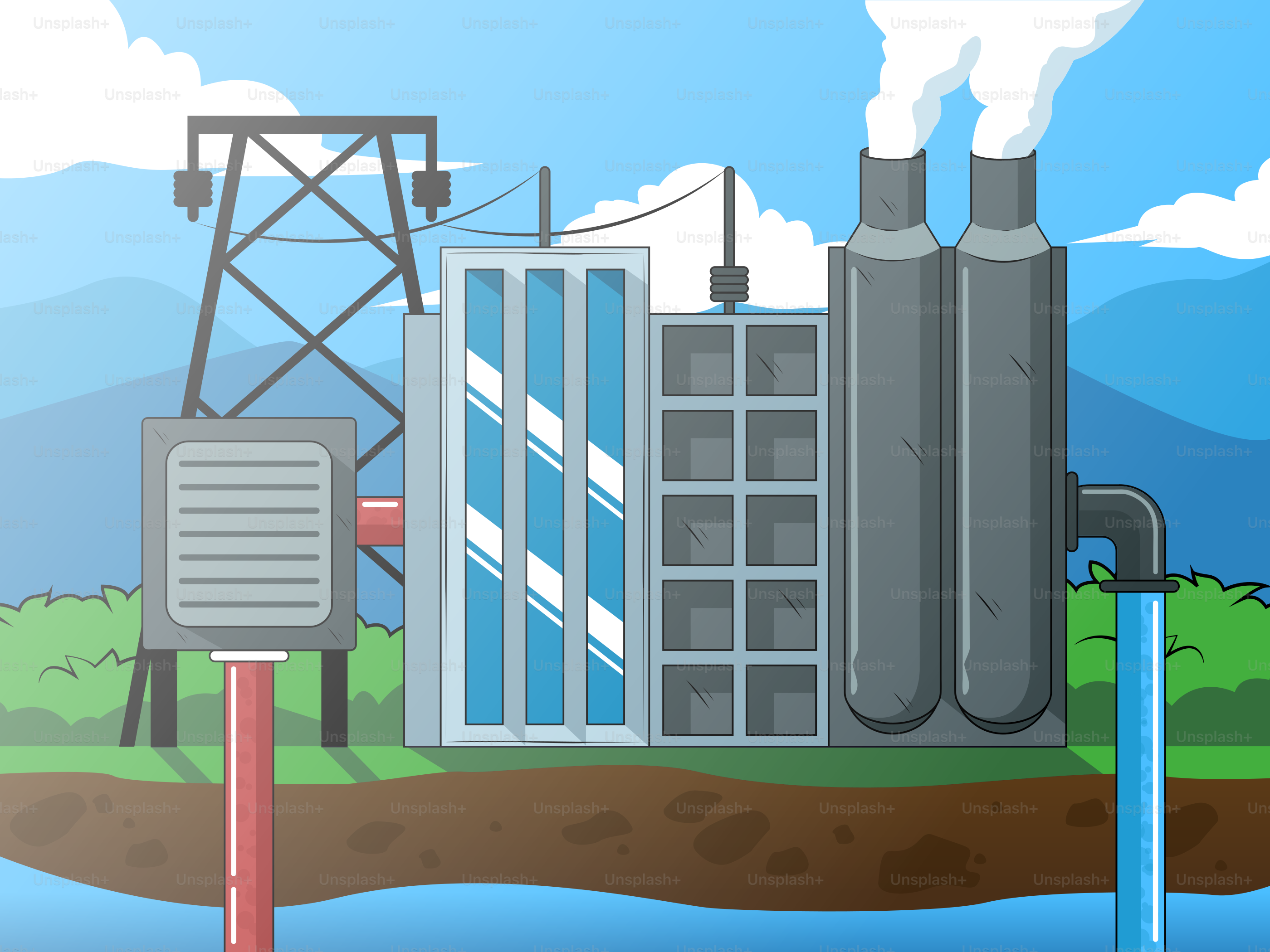 A building with a bunch of wires hanging from it vector – Illustration ...