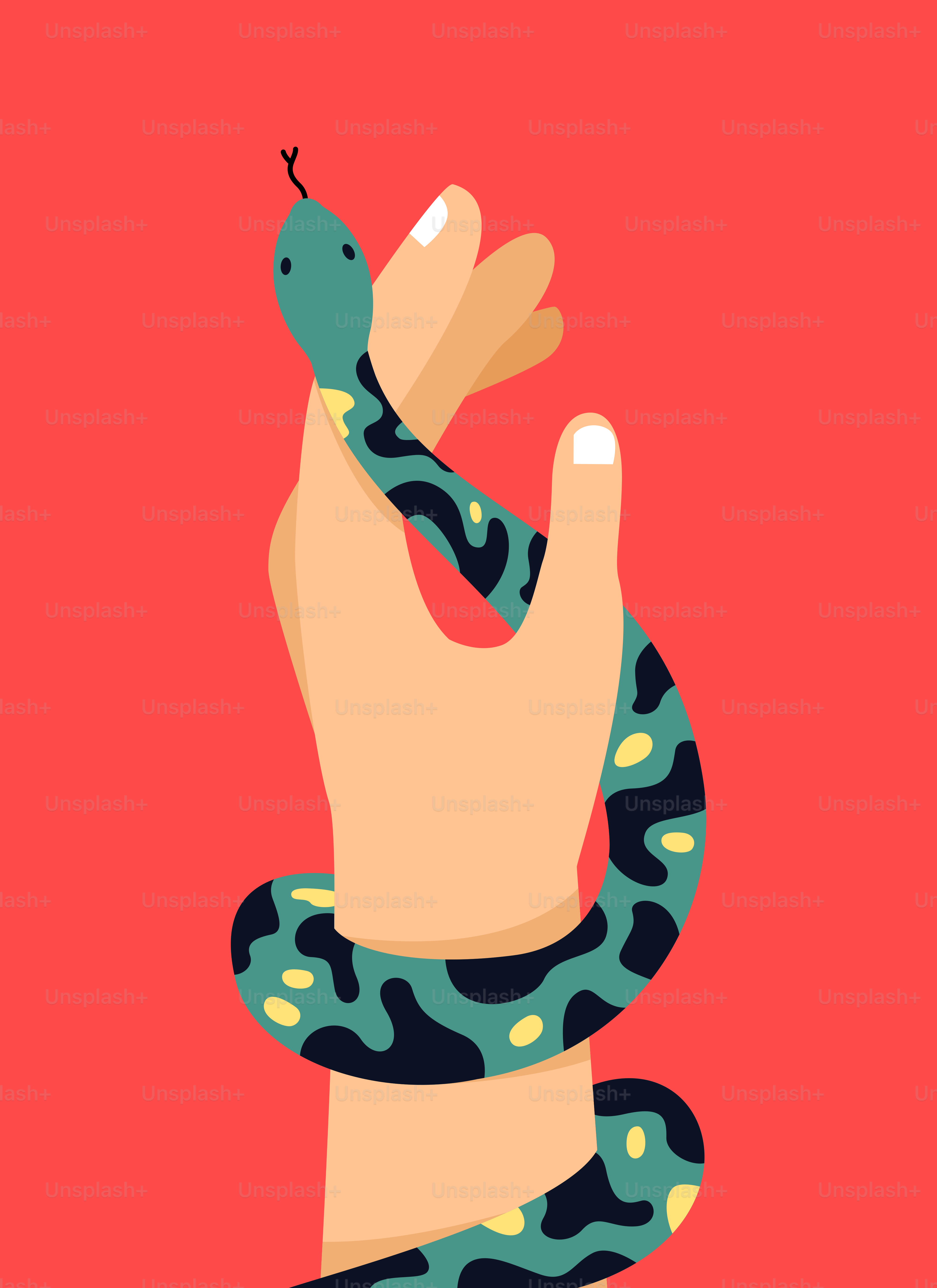 A hand holding a snake on a red background vector – Animal Image on ...