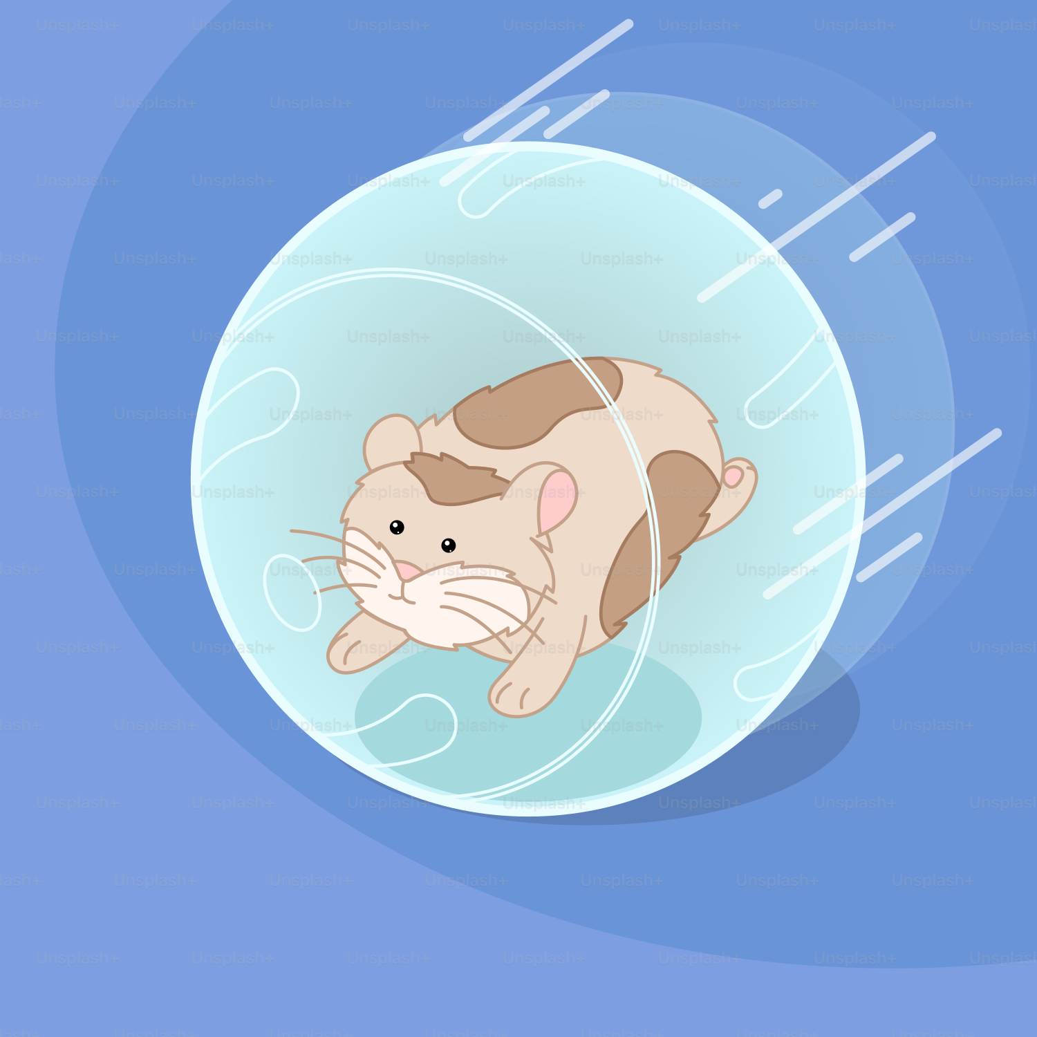 A mouse inside a glass ball on a blue background vector – Pet Image on ...
