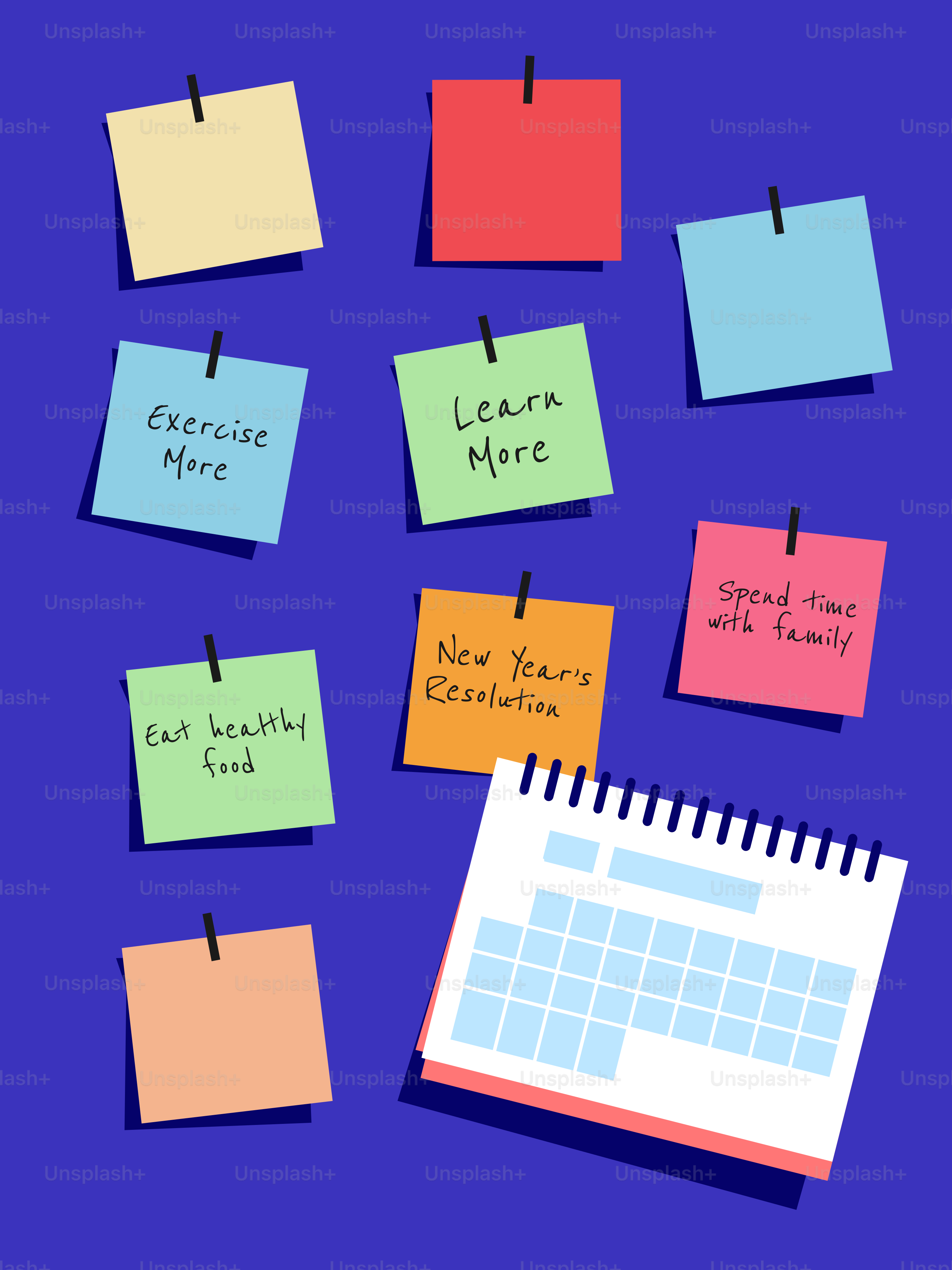 A bunch of sticky notes pinned to a wall vector – Happy new year Image ...