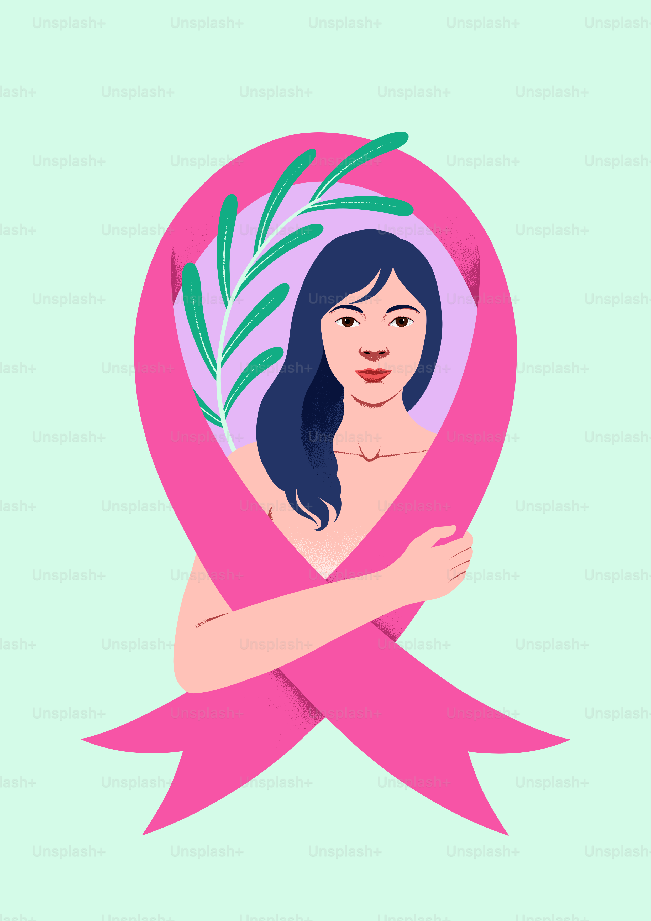 A woman with a pink ribbon around her neck vector – Vector Image on ...