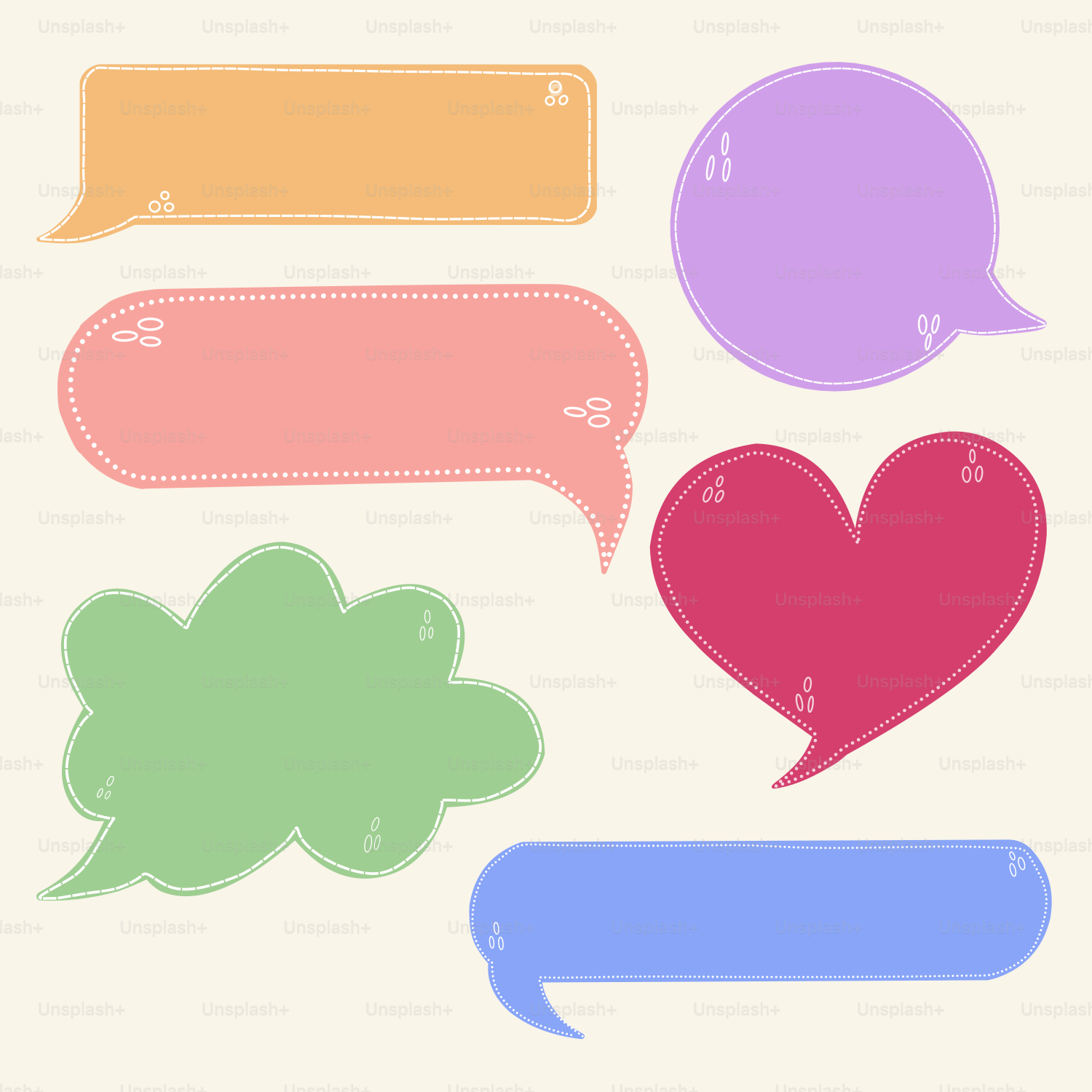 A set of speech bubbles with a heart vector – Illustration Image on ...