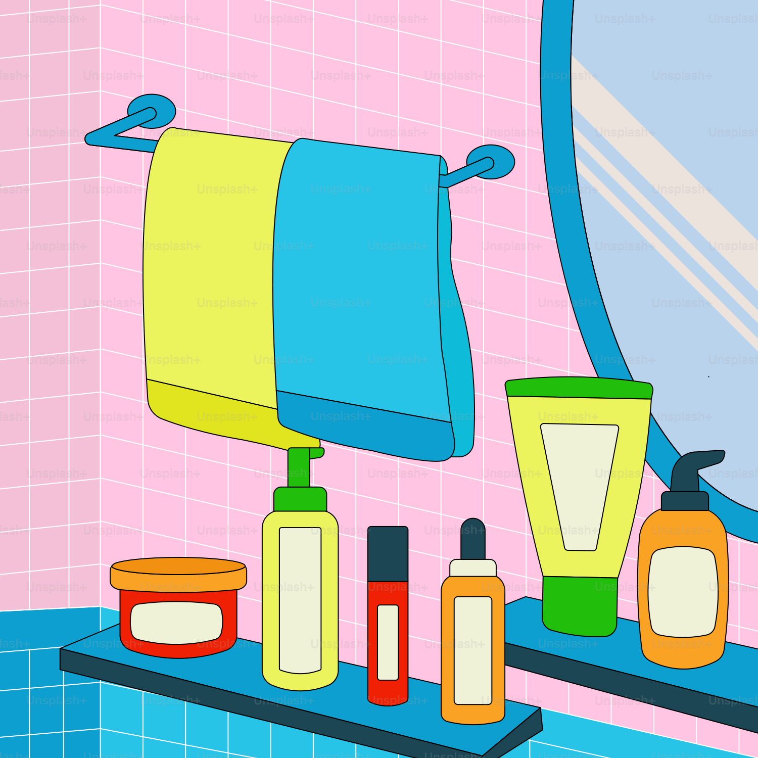 A bathroom scene with a sink and a mirror vector – Bathroom Image on ...