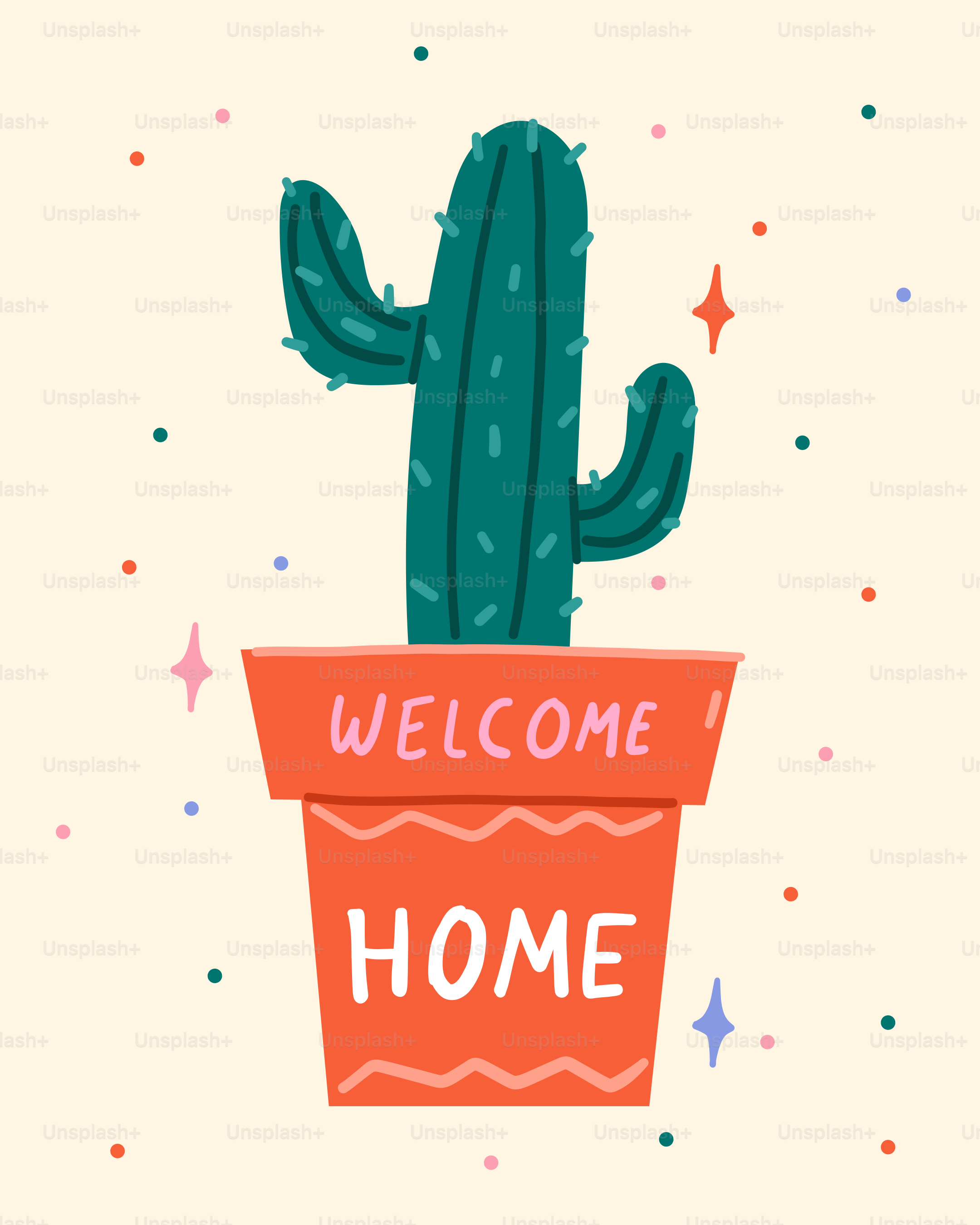 A cactus in a pot that says welcome home vector – Welcome home Image on ...