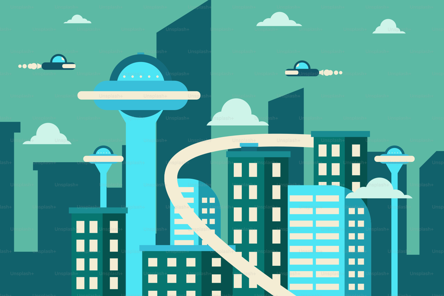 A city with tall buildings and a sky scraper vector – Illustration ...