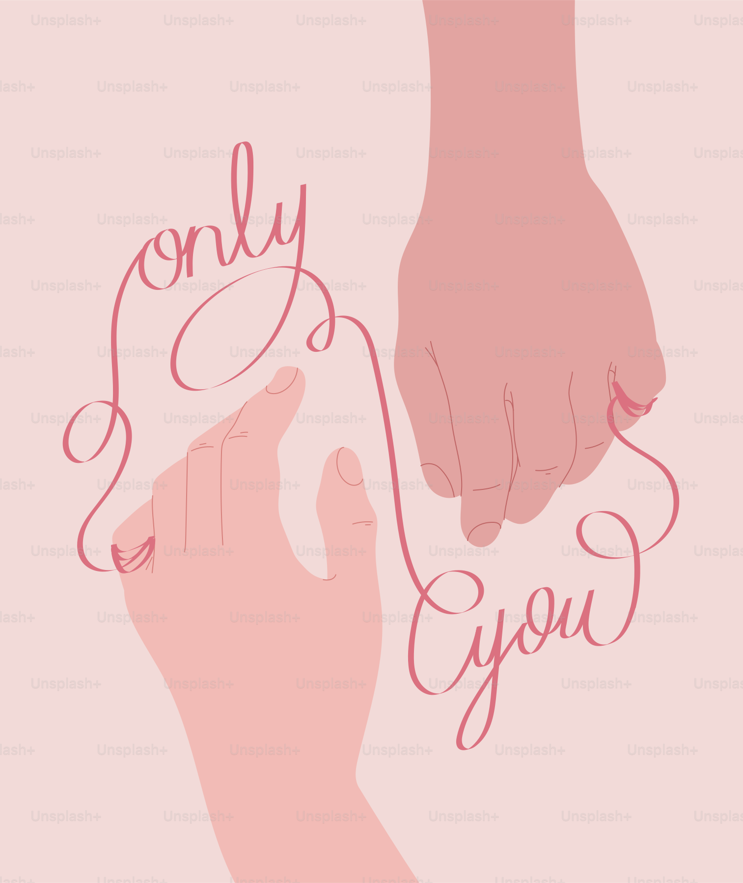 Two hands holding each other with the words only you vector ...