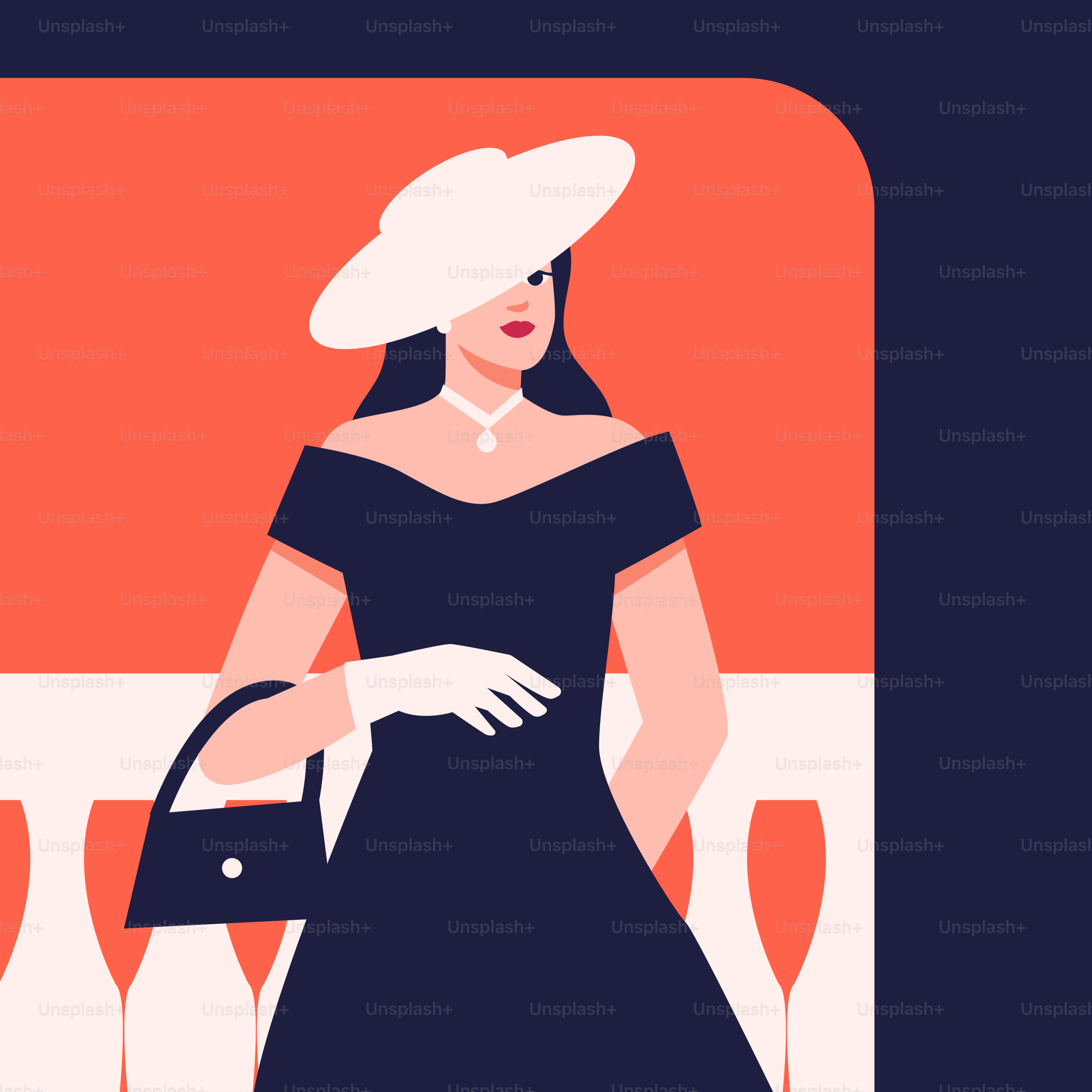 A woman in a dress and hat with a purse vector – Woman Image on Unsplash