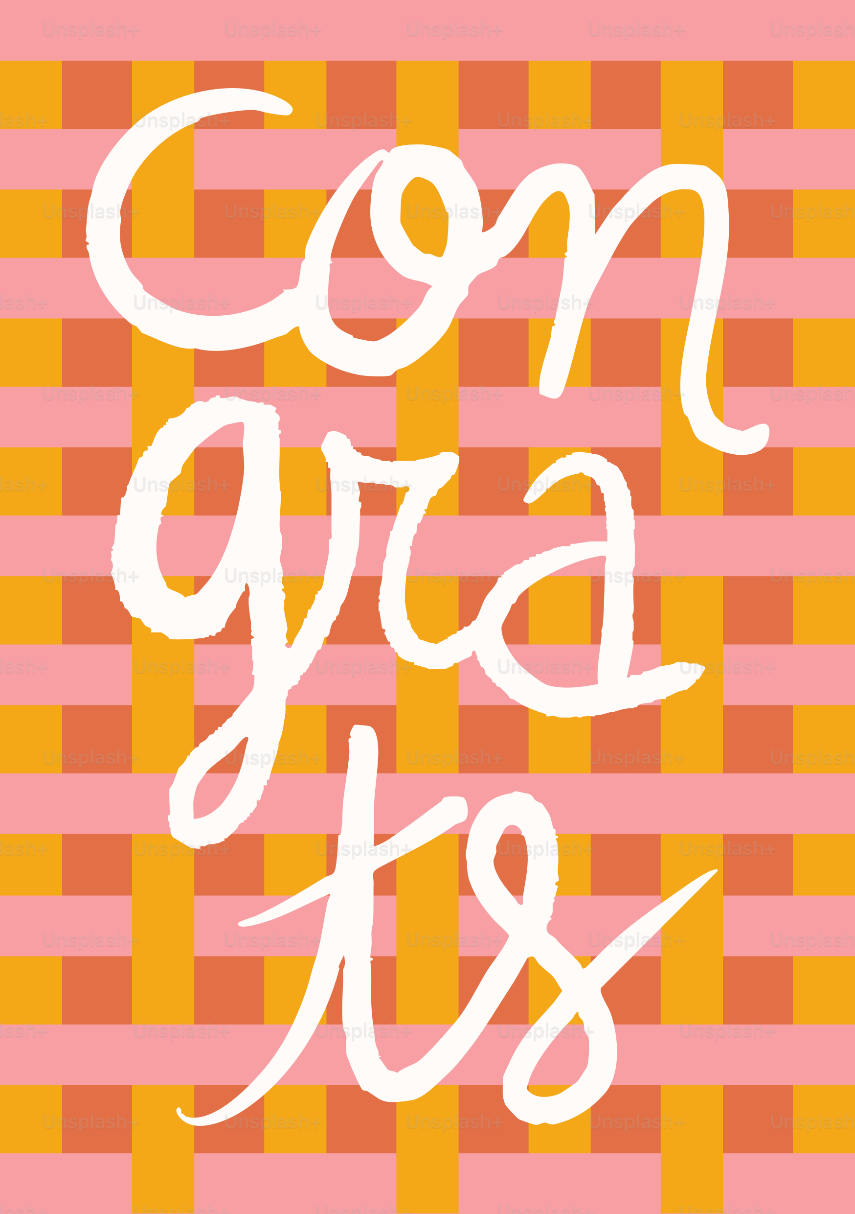A pink and orange checkered background with the words congrats vector ...