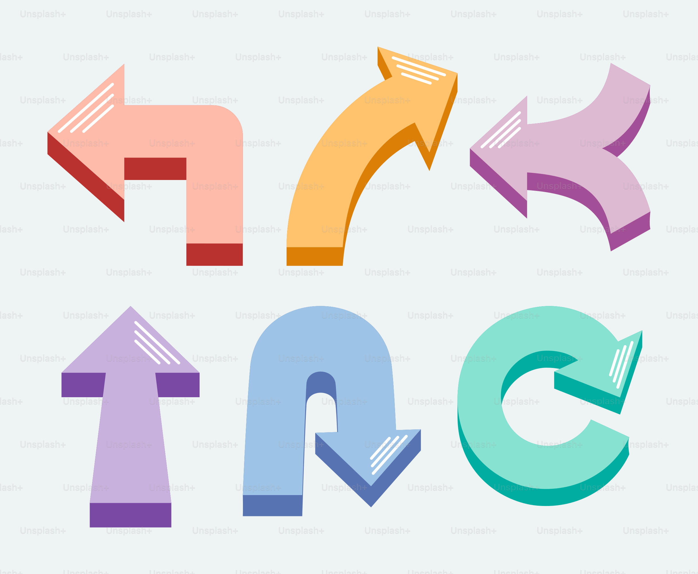 A set of different colored arrows pointing in different directions ...