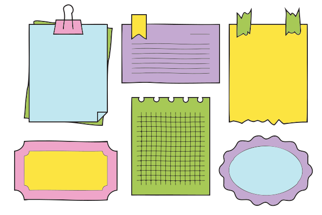 A bunch of different colored sticky notes on a white background vector ...