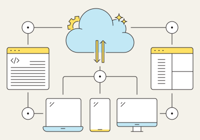 Un diagrama de una nube con varios dispositivos conectados a ella ...
