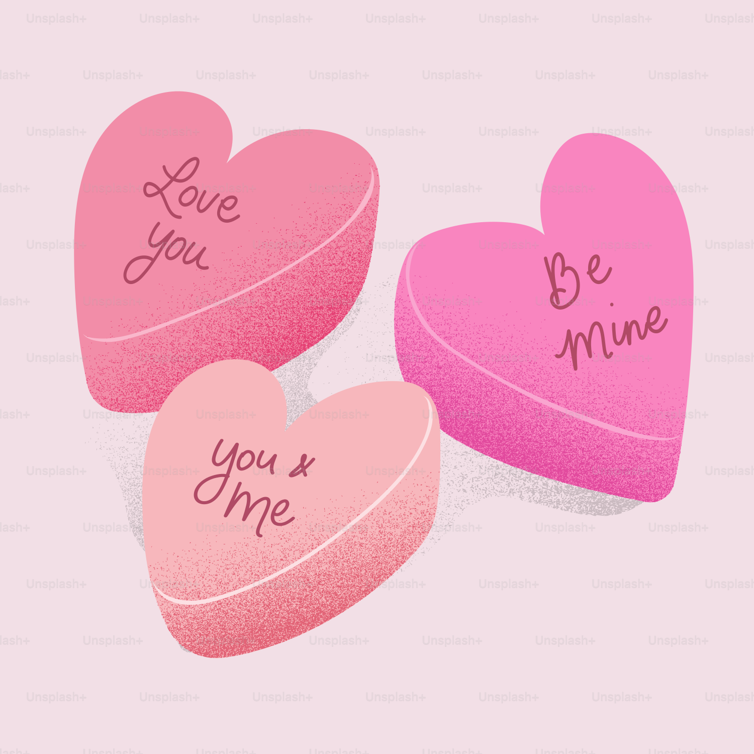 Three heart shaped candys with the words love you mine written on them ...