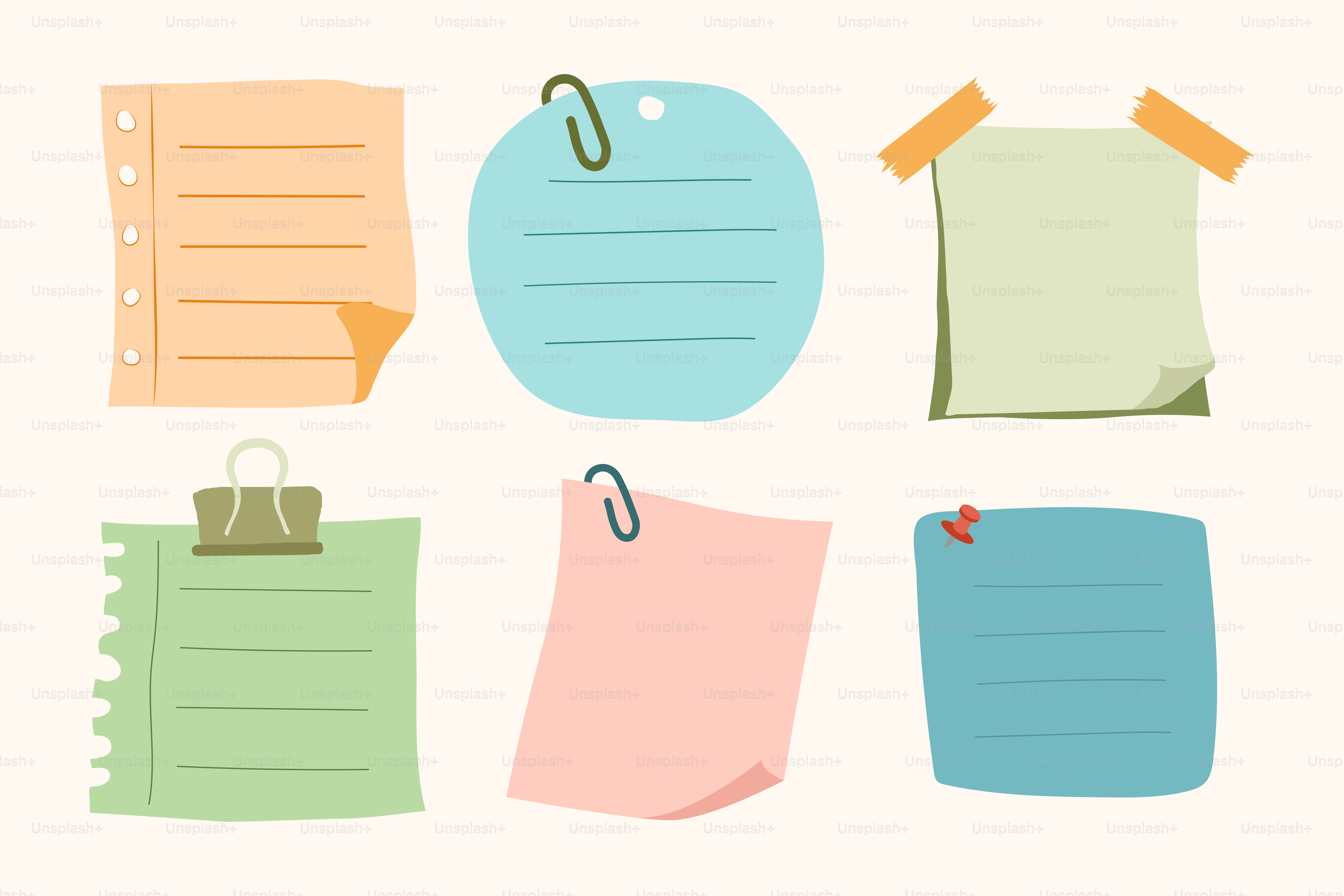 A set of different colored paper notes vector – Sticky notes Image on ...