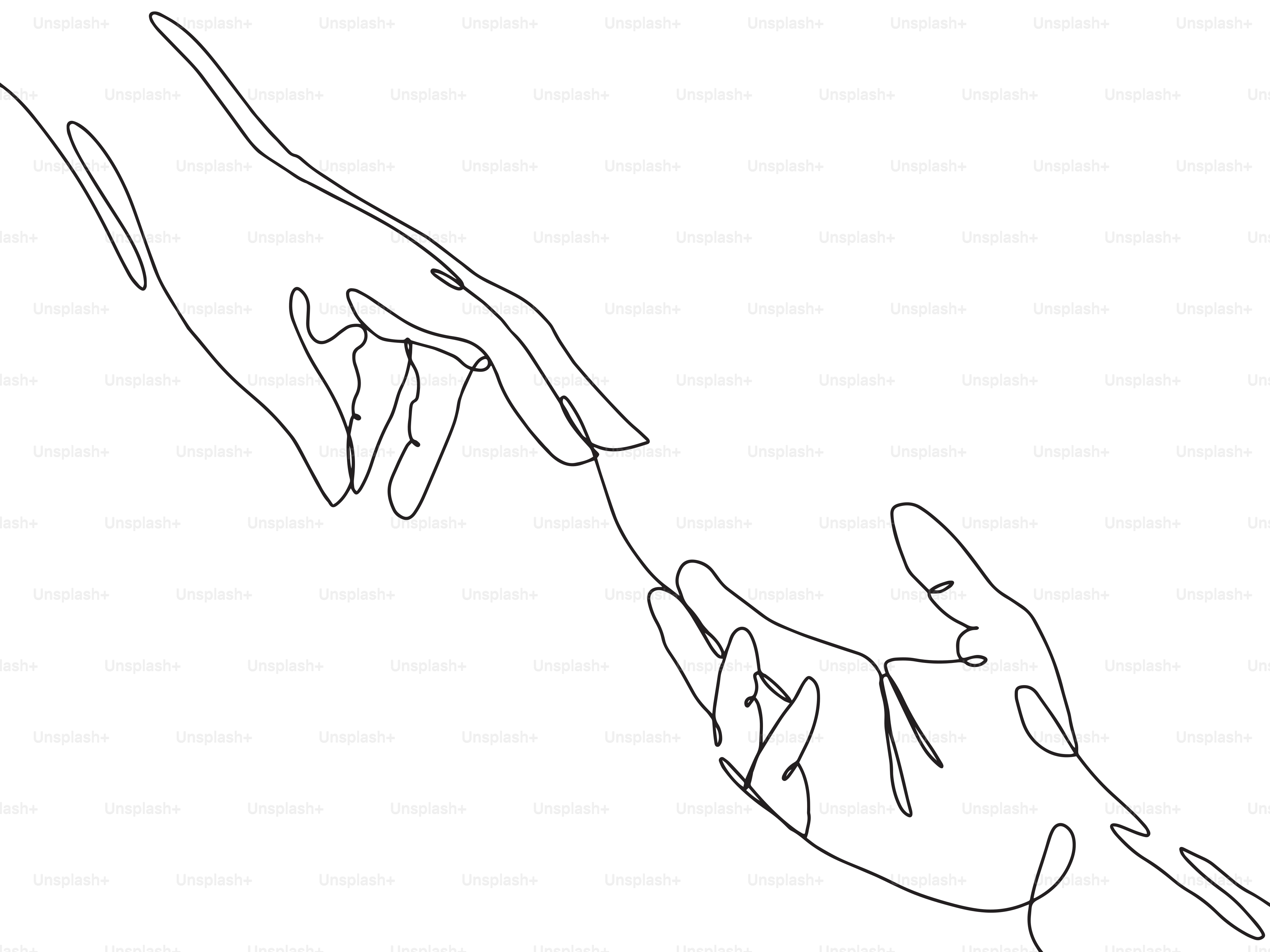 A drawing of two hands reaching towards each other vector – Vector ...