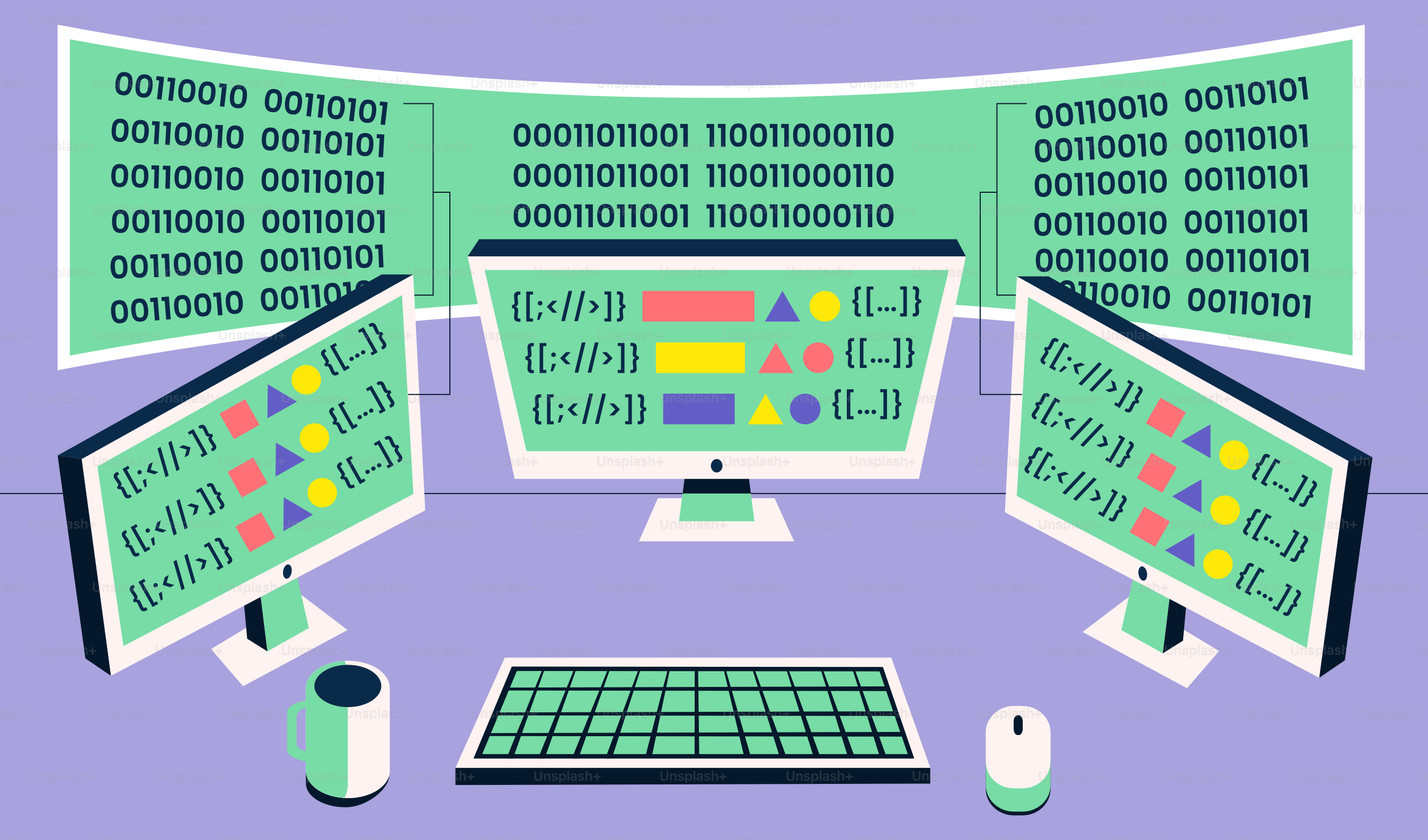 A computer monitor sitting on top of a desk vector – Code programming Image on Unsplash