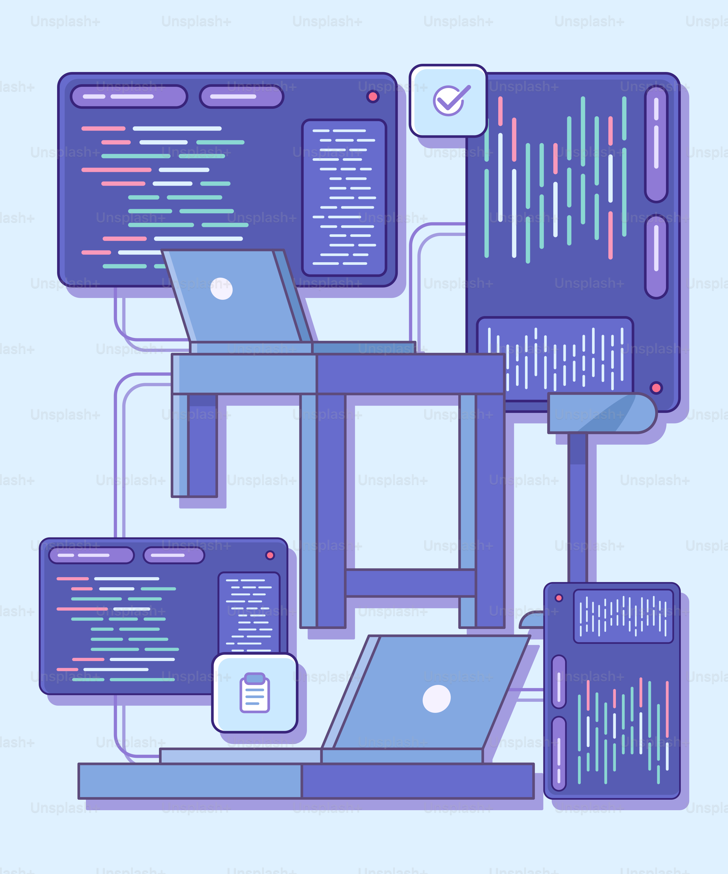A bunch of laptops sitting on top of each other vector – Illustration ...