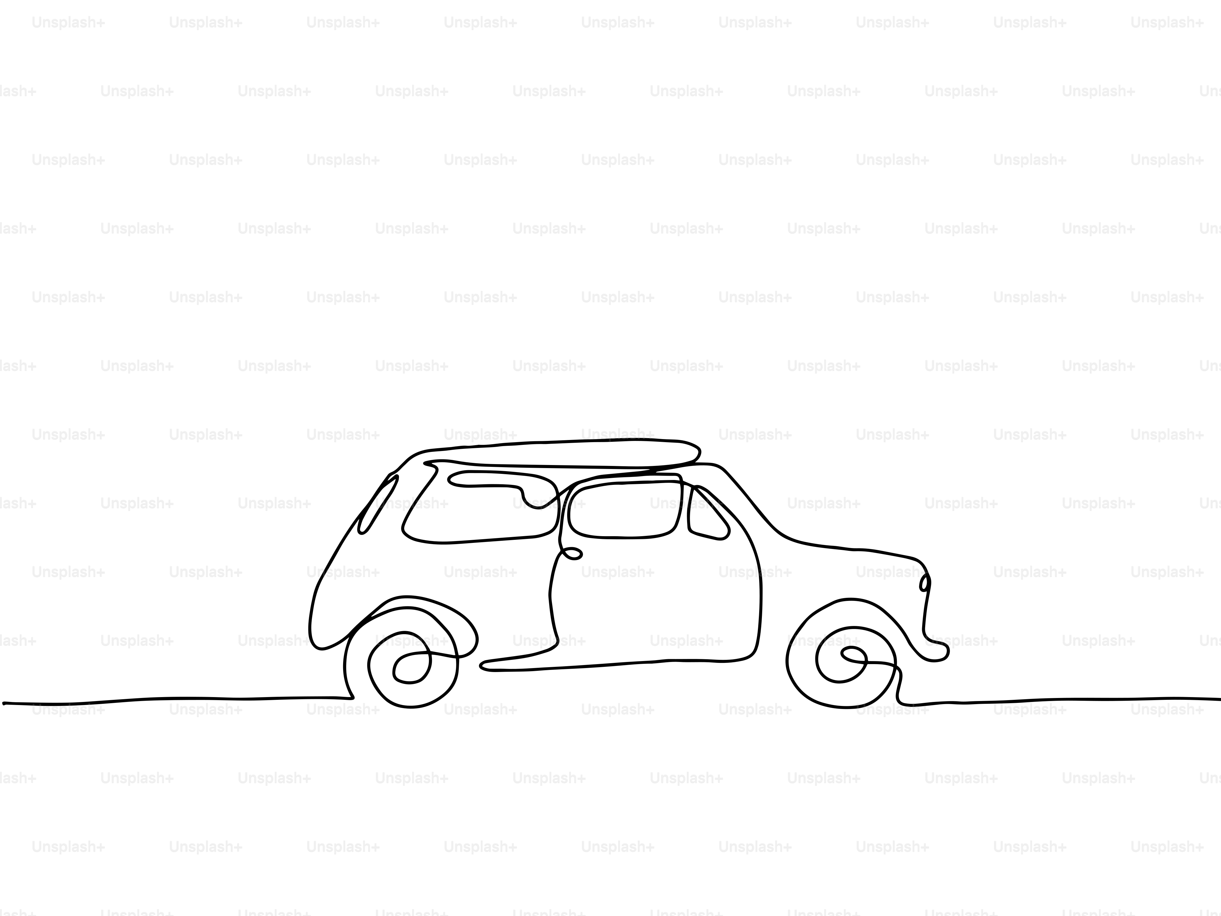 Dessin au trait d’une voiture sur une route vectoriel – Image de ...