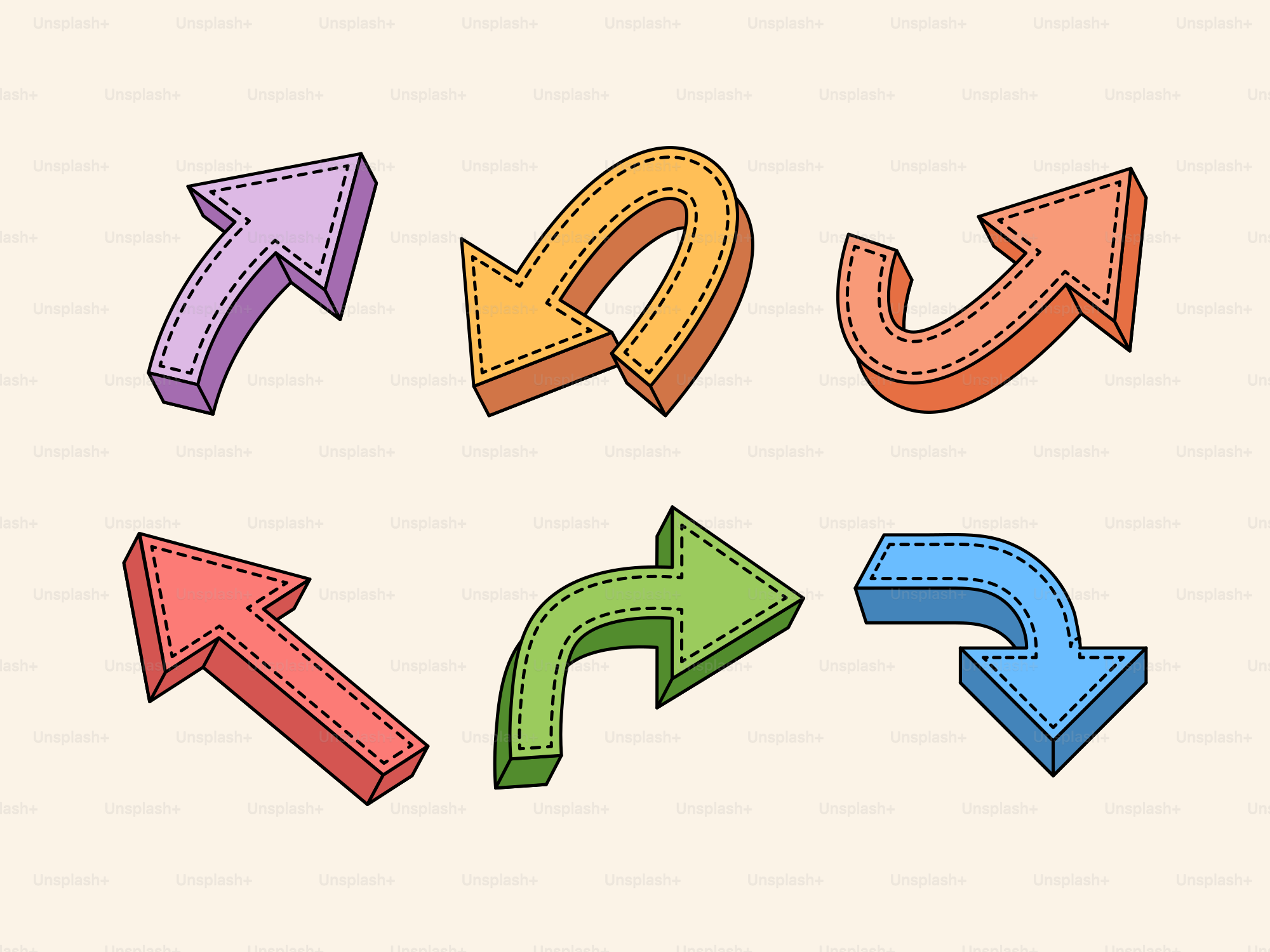 A set of different colored arrows on a white background vector – Arrows ...