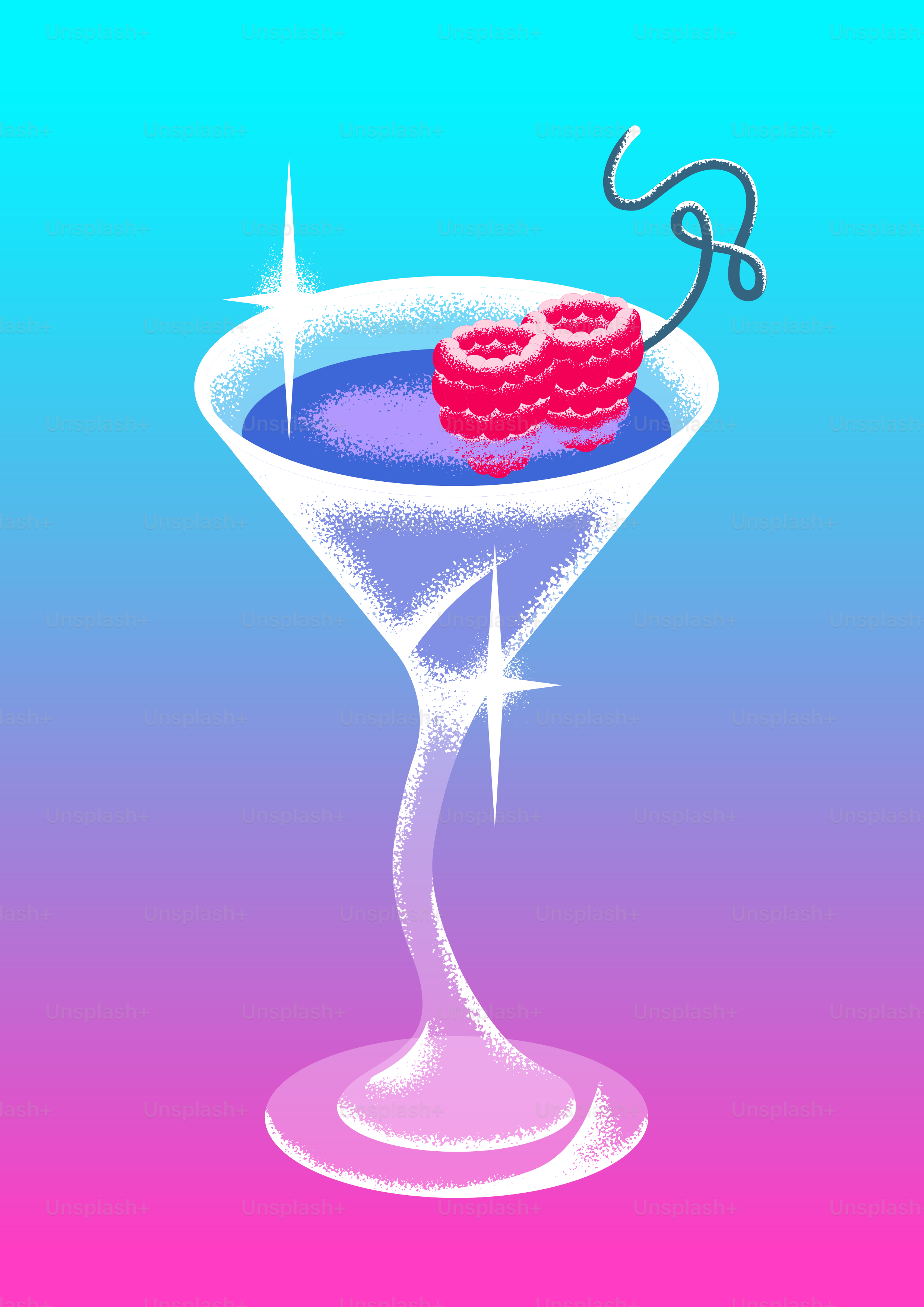 A cocktail with raspberries in a martini glass vector – Art Image on ...