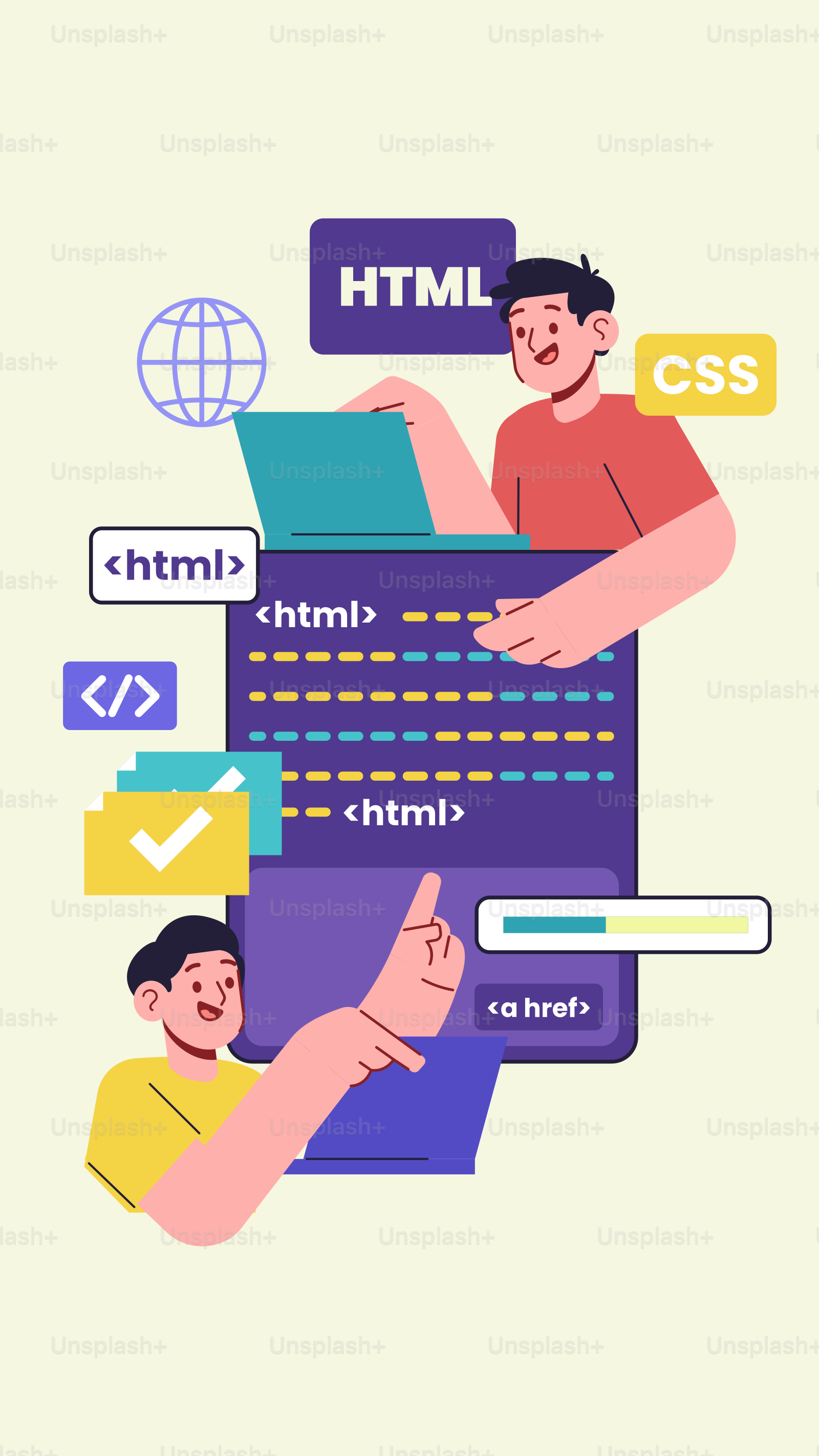 Two people with different types of programming vector – Coding Image on ...