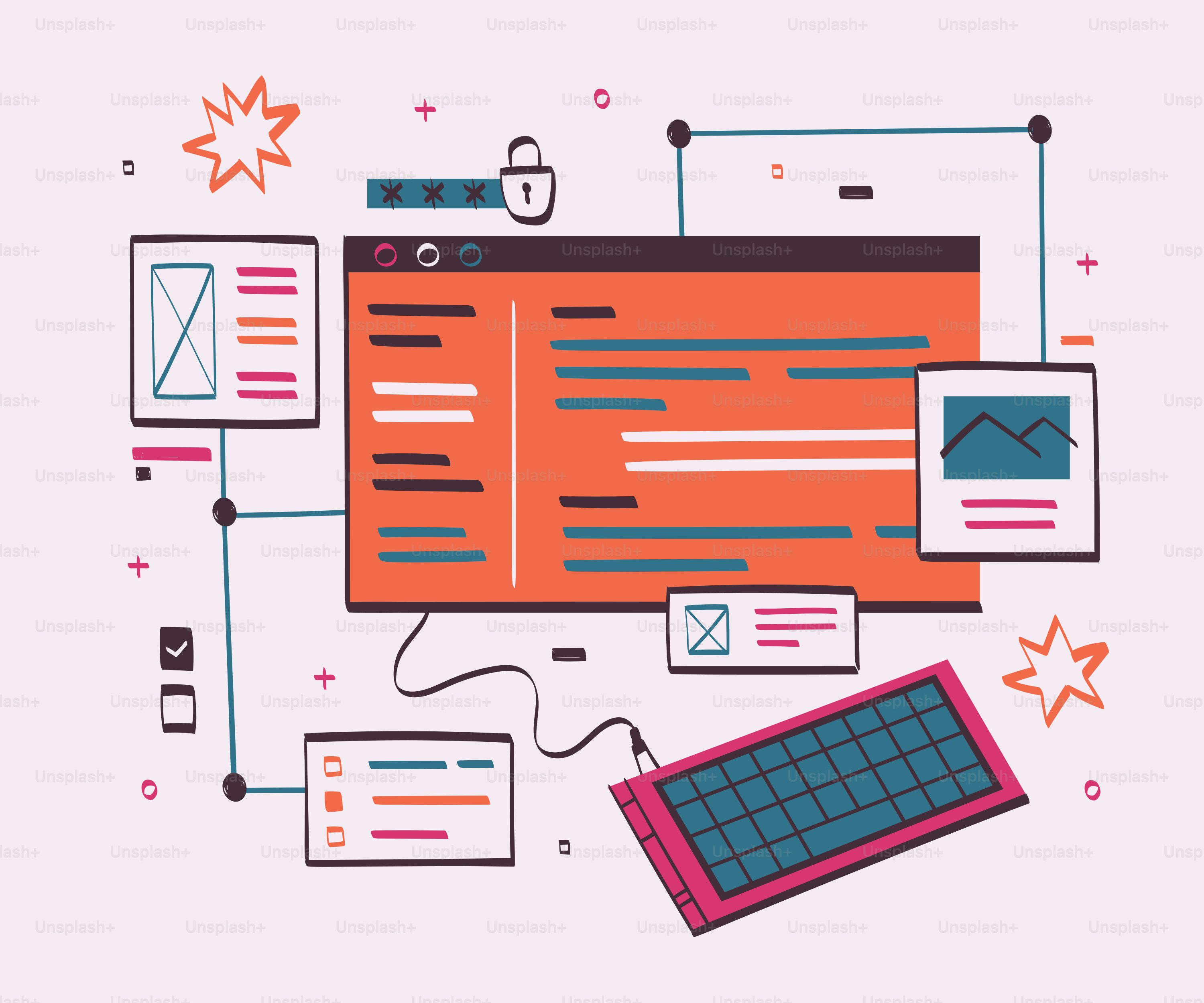 Una pantalla plana con un teclado y un ratón vector – Imagen de ... Una pantalla plana con un teclado y un ratón vector – Imagen de ...