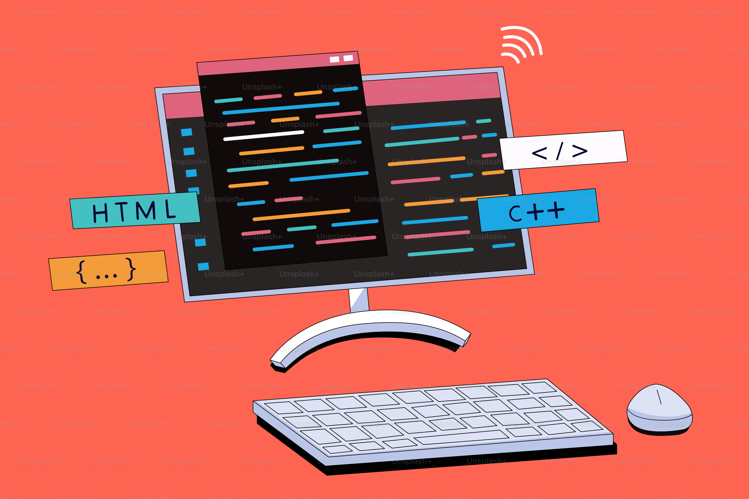 A computer monitor sitting on top of a desk vector – Technology Image on Unsplash