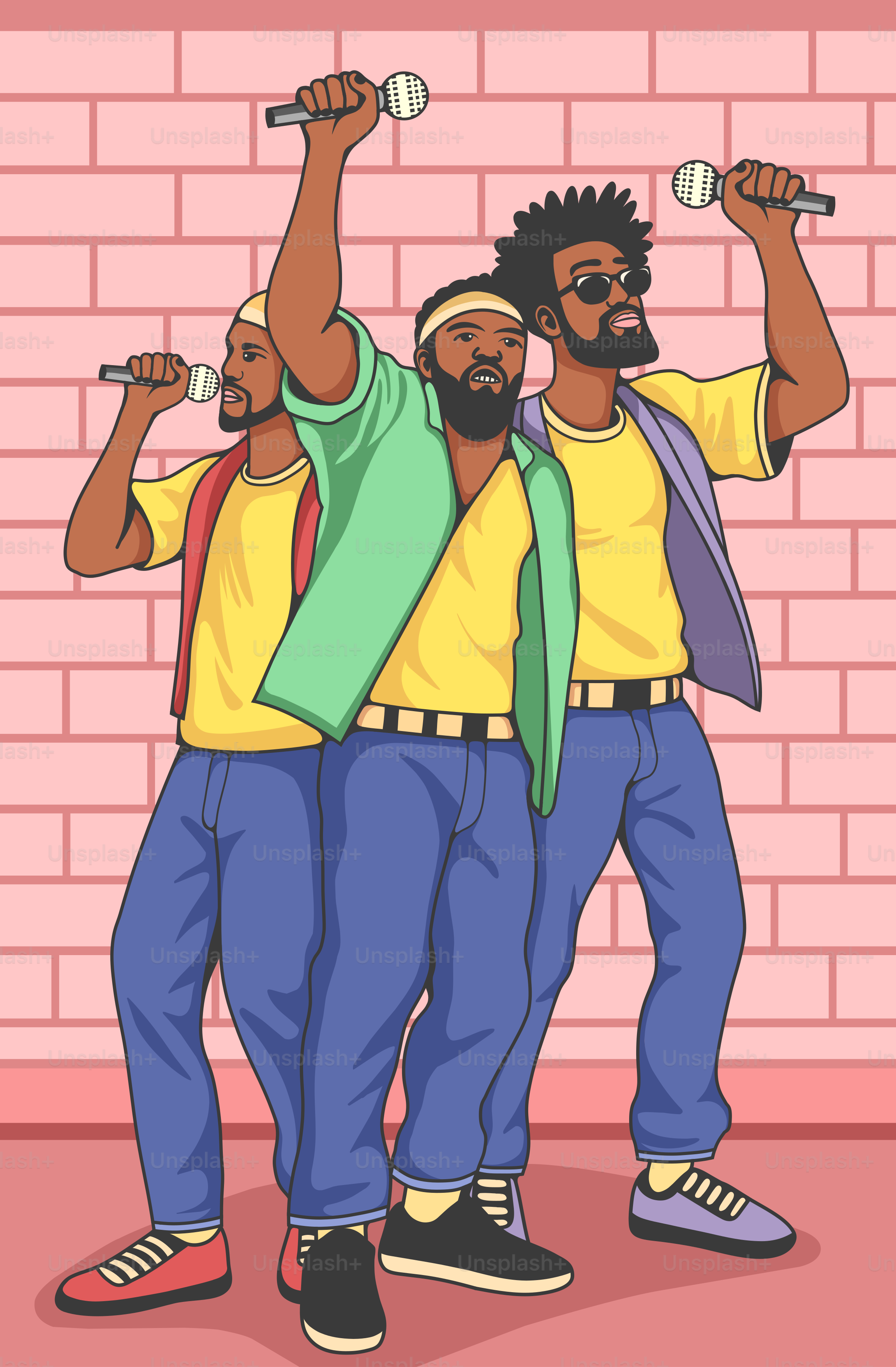 Three men standing in front of a brick wall vector – Art Image on Unsplash
