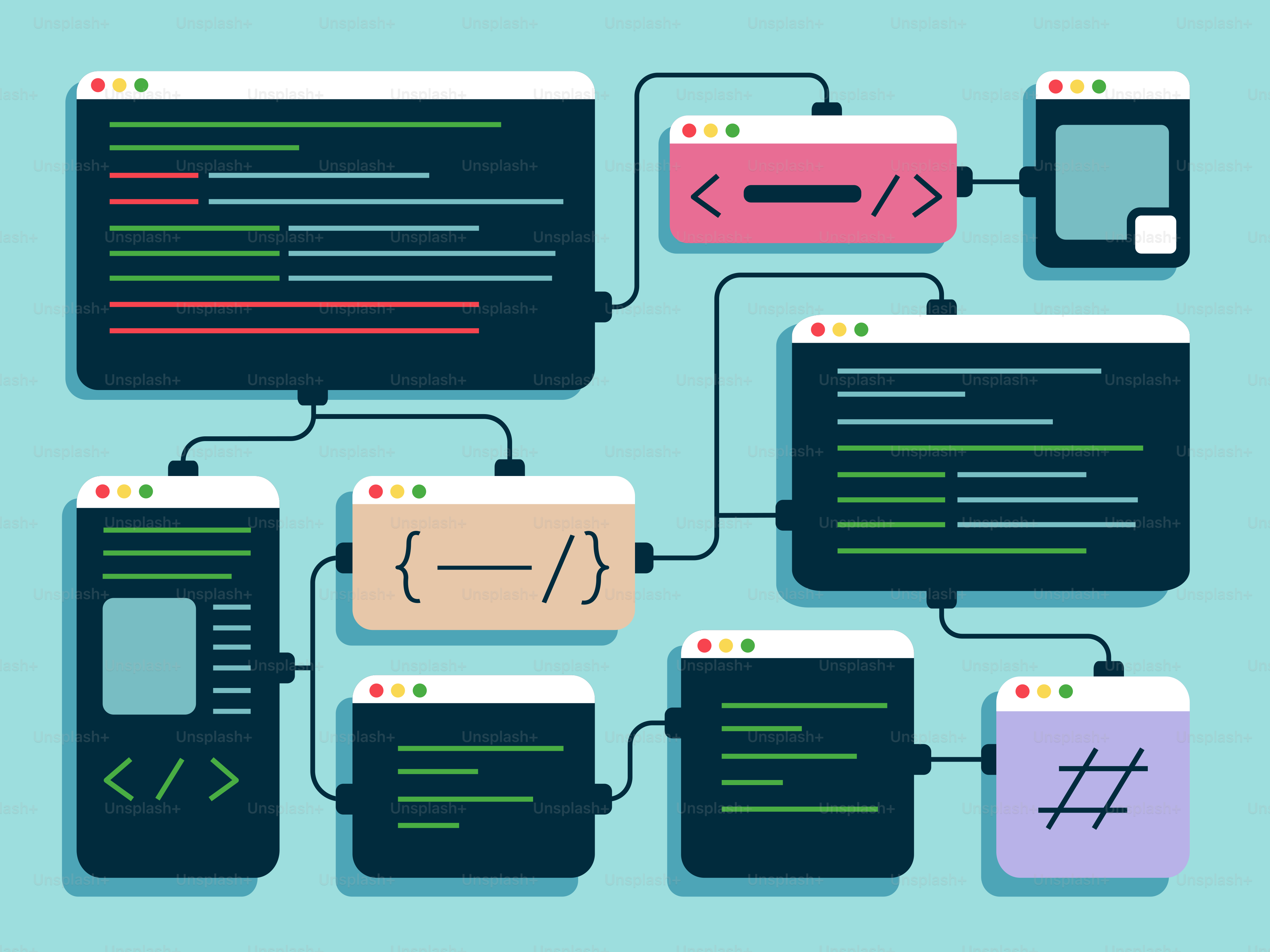 A bunch of different types of computer screens vector – Programming ...
