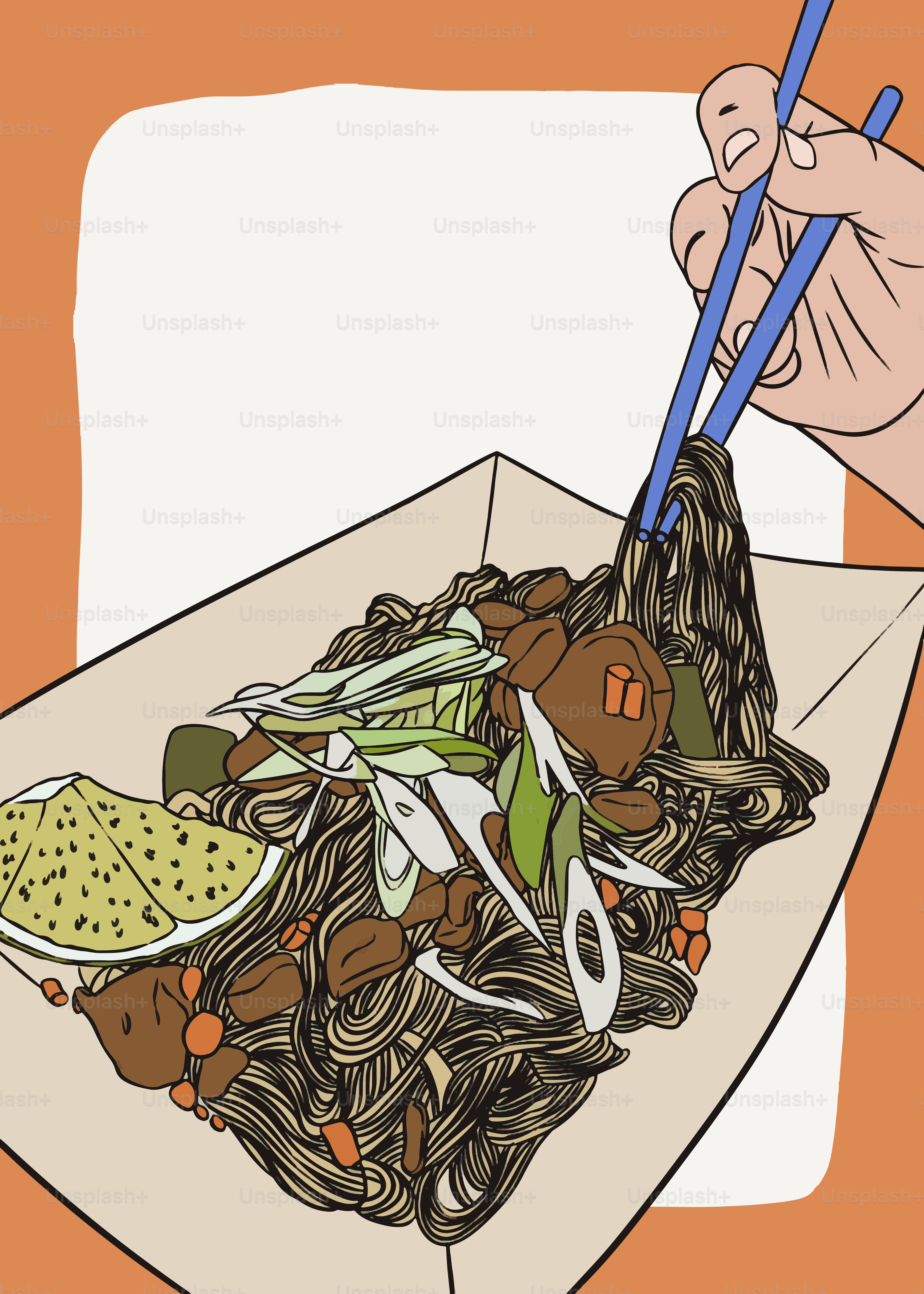 Un dibujo de una bandeja de comida sobre un fondo rosa vector – Imagen ...