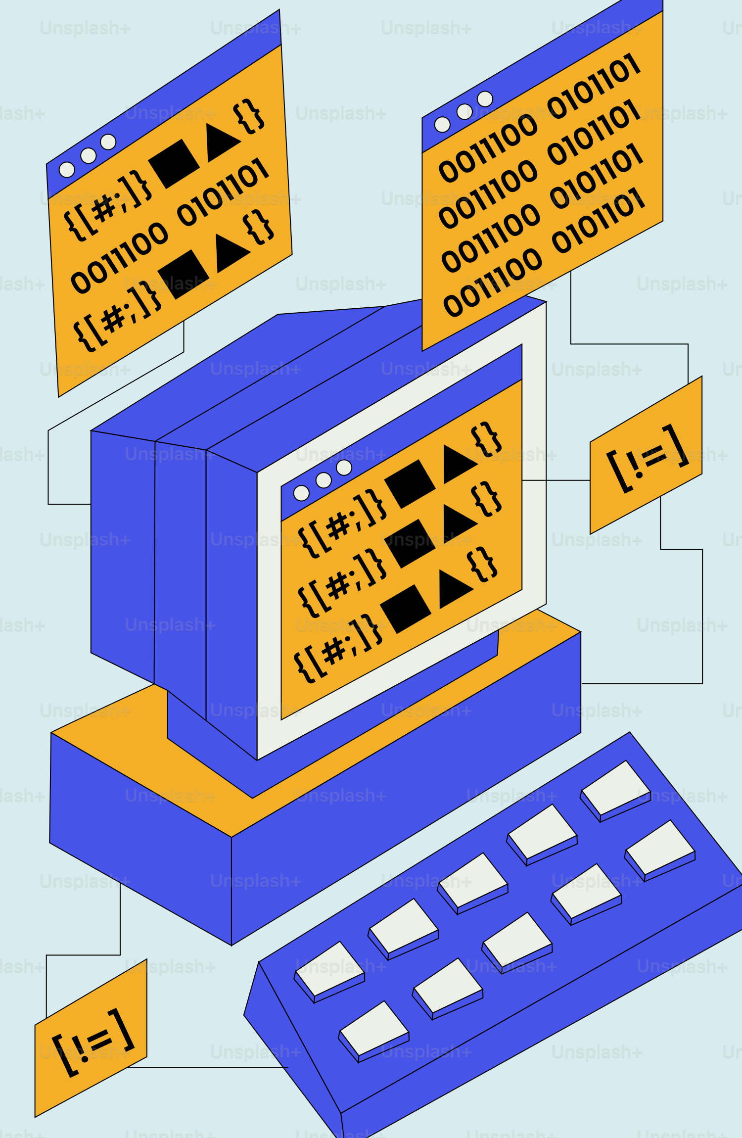 Vektor Kotak biru dan kuning dengan keyboard – Gambar Teknologi di Unsplash