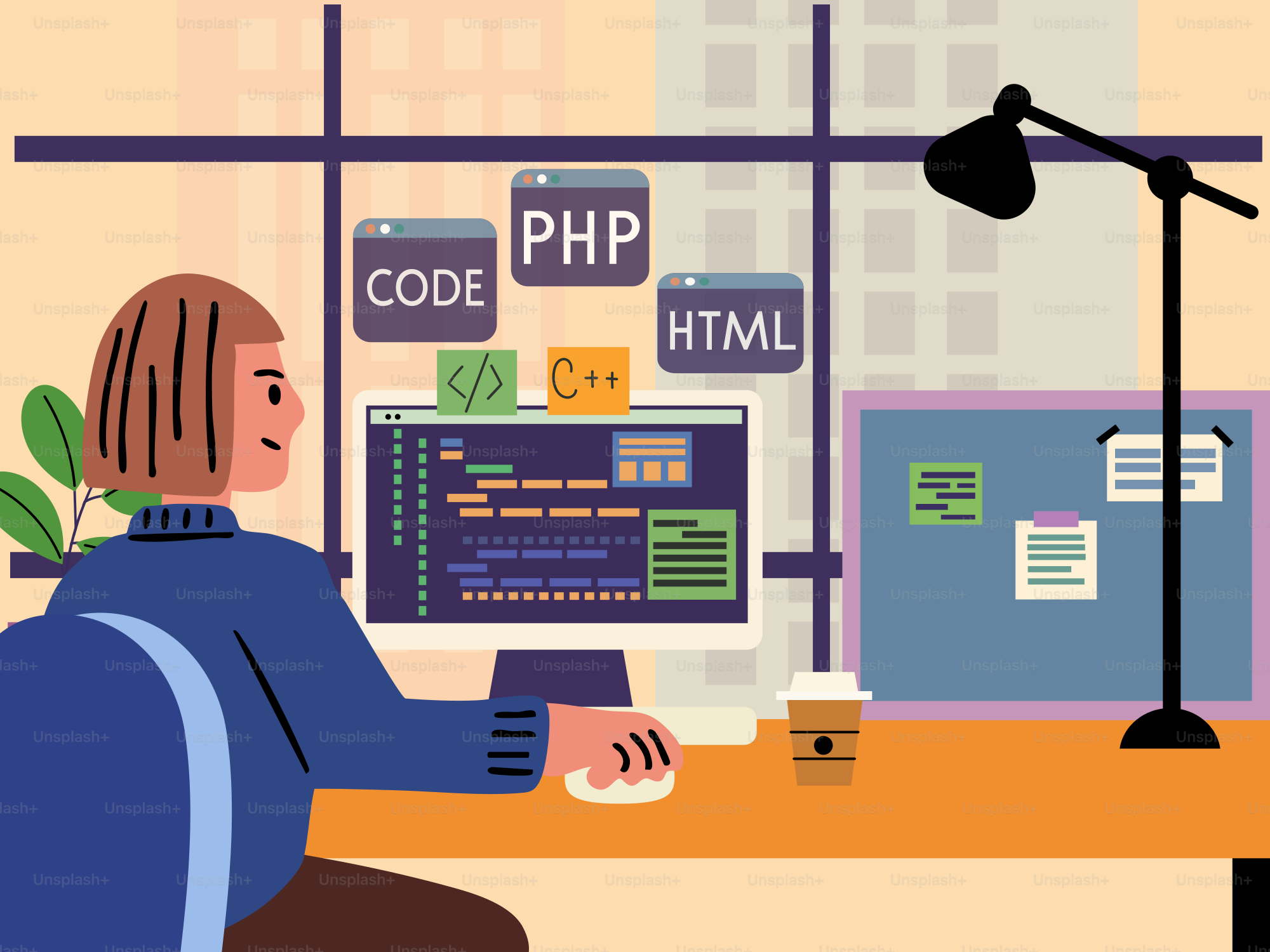 A man sitting at a desk in front of a computer vector – Programming Image on Unsplash