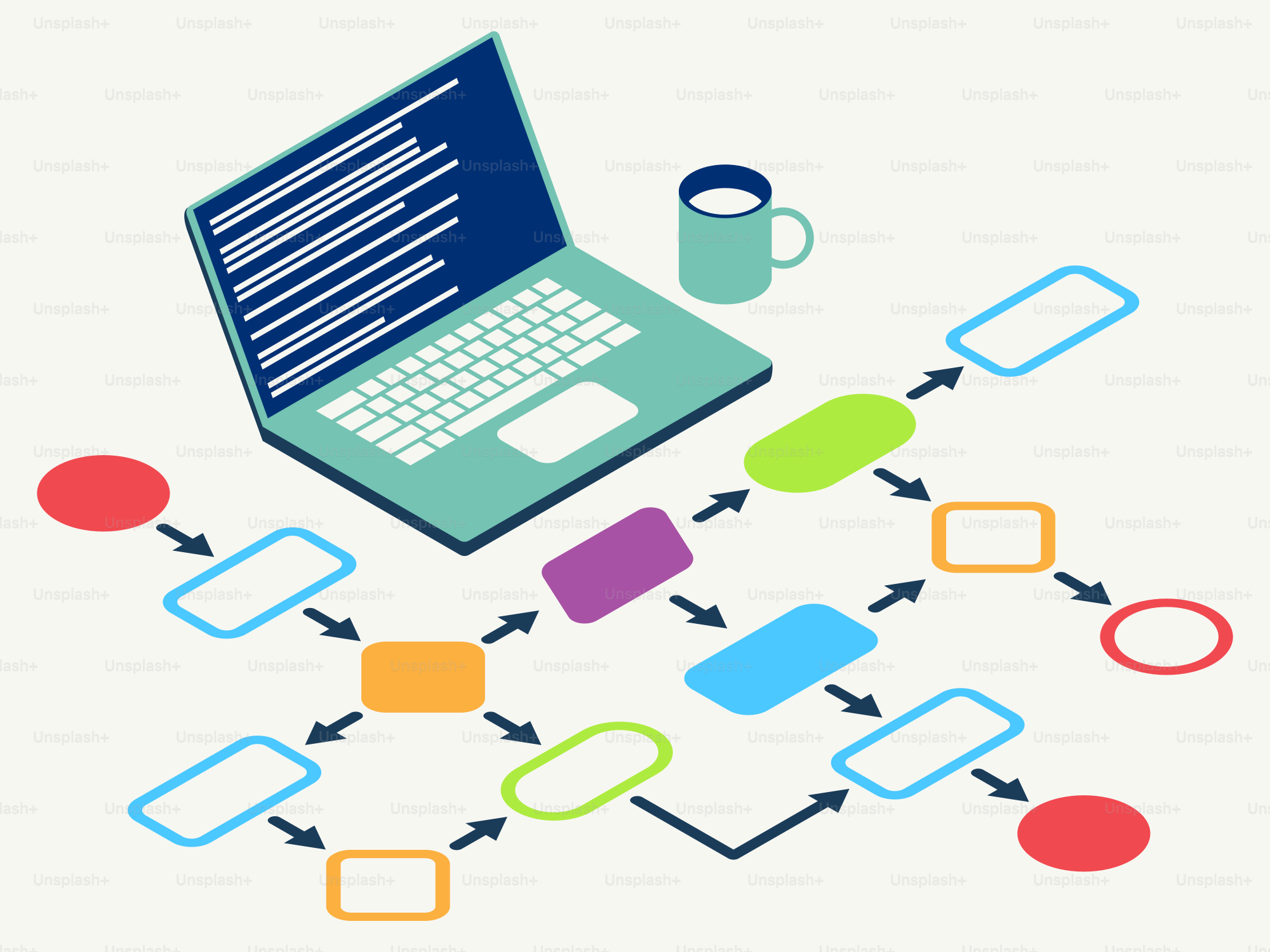 A laptop computer surrounded by a bunch of links vector – Technology ...