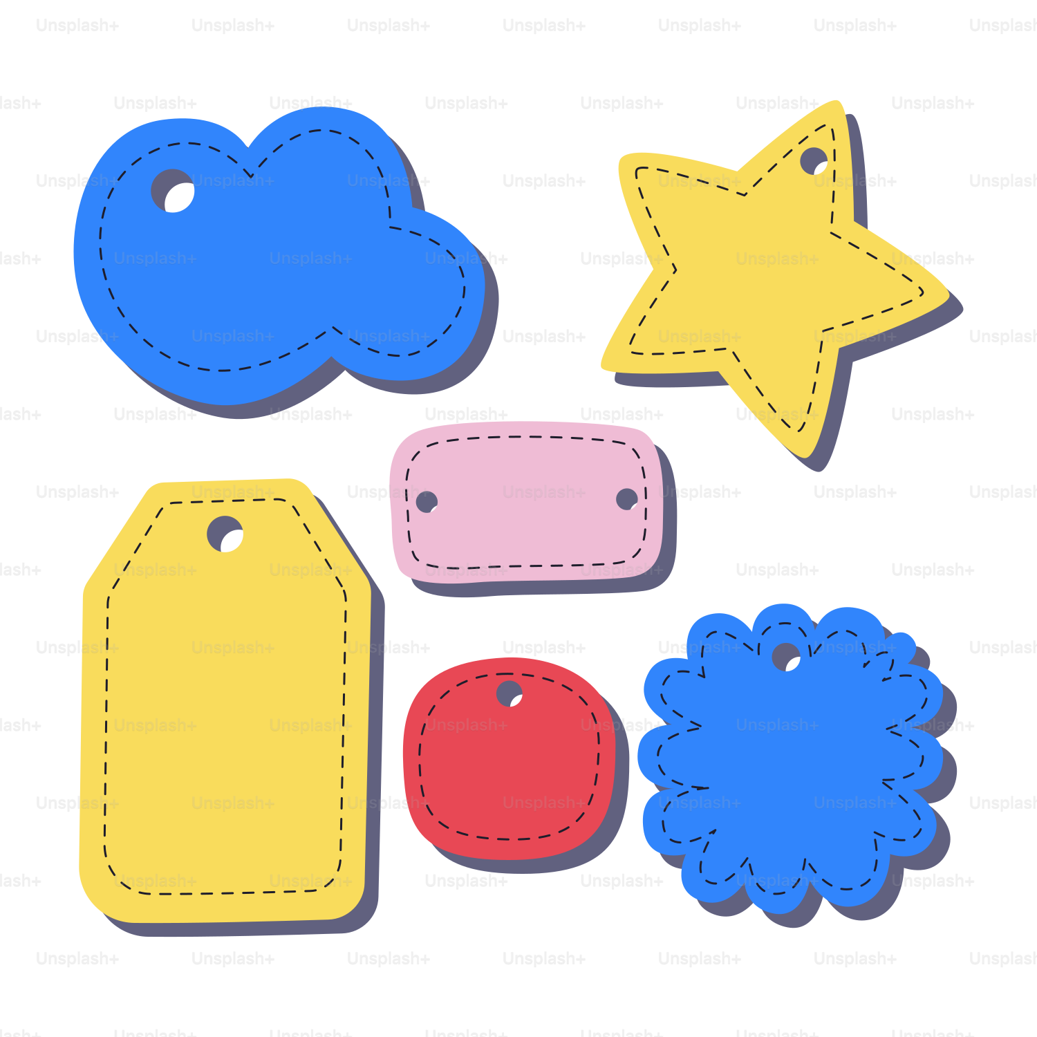 Um conjunto de diferentes formas e tamanhos de etiquetas vetor – Imagem ...