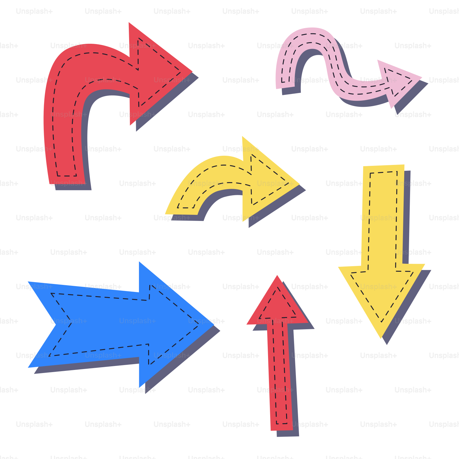 Um conjunto de quatro setas coloridas diferentes vetor – Imagem sobre ...