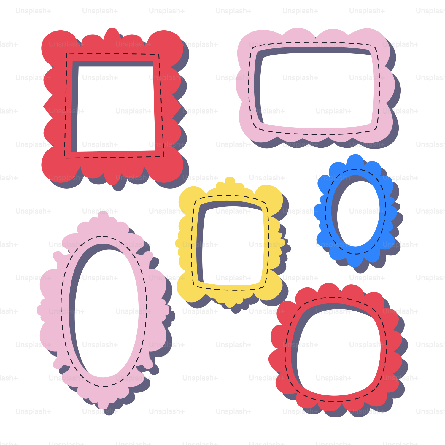 Um conjunto de quatro molduras coloridas diferentes vetor – Imagem ...