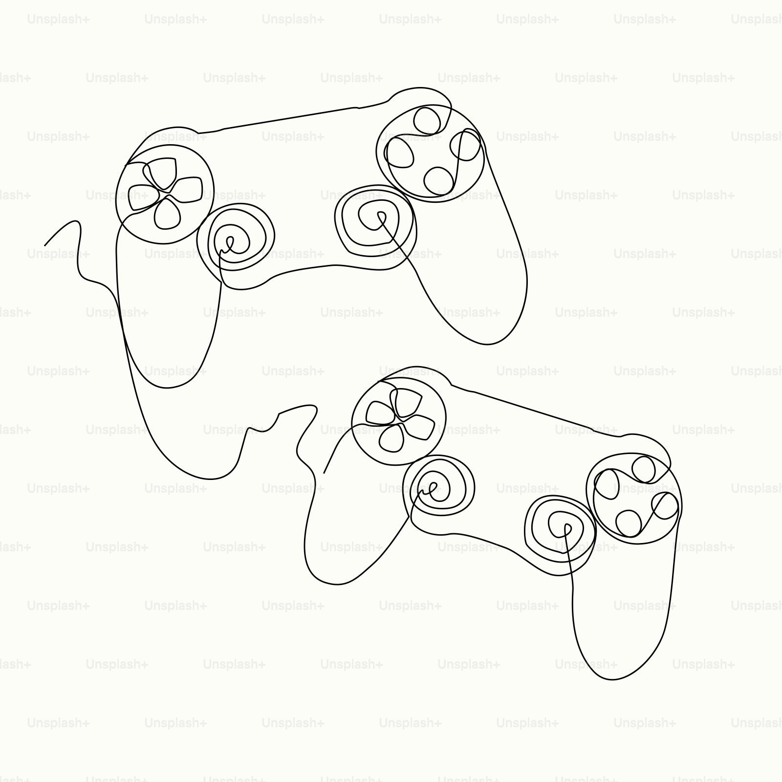 A line drawing of two video game controllers vector – Line drawing ...