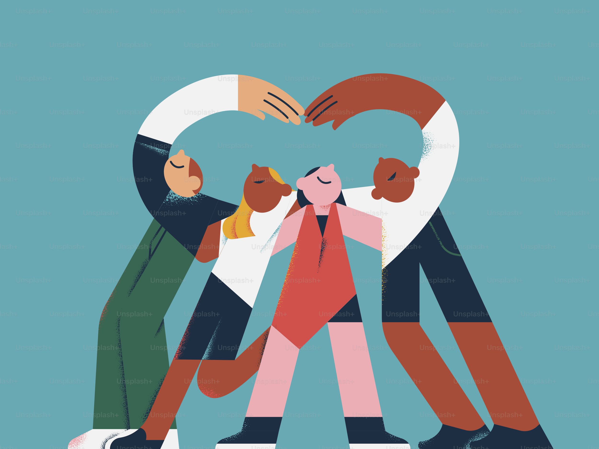 A group of people making a heart with their hands vector – Illustration ...