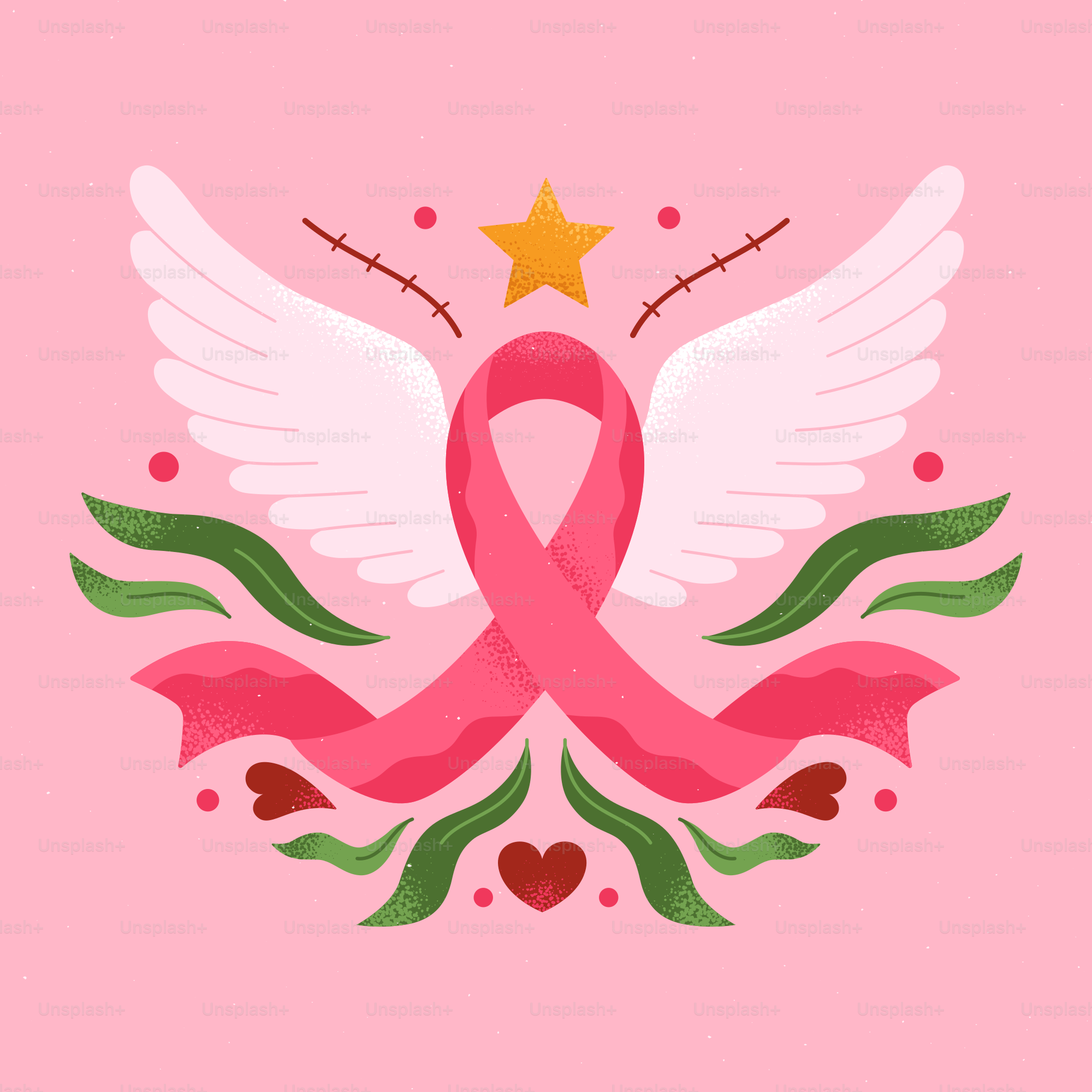 A pink ribbon with wings and a star vector – Woman Image on Unsplash