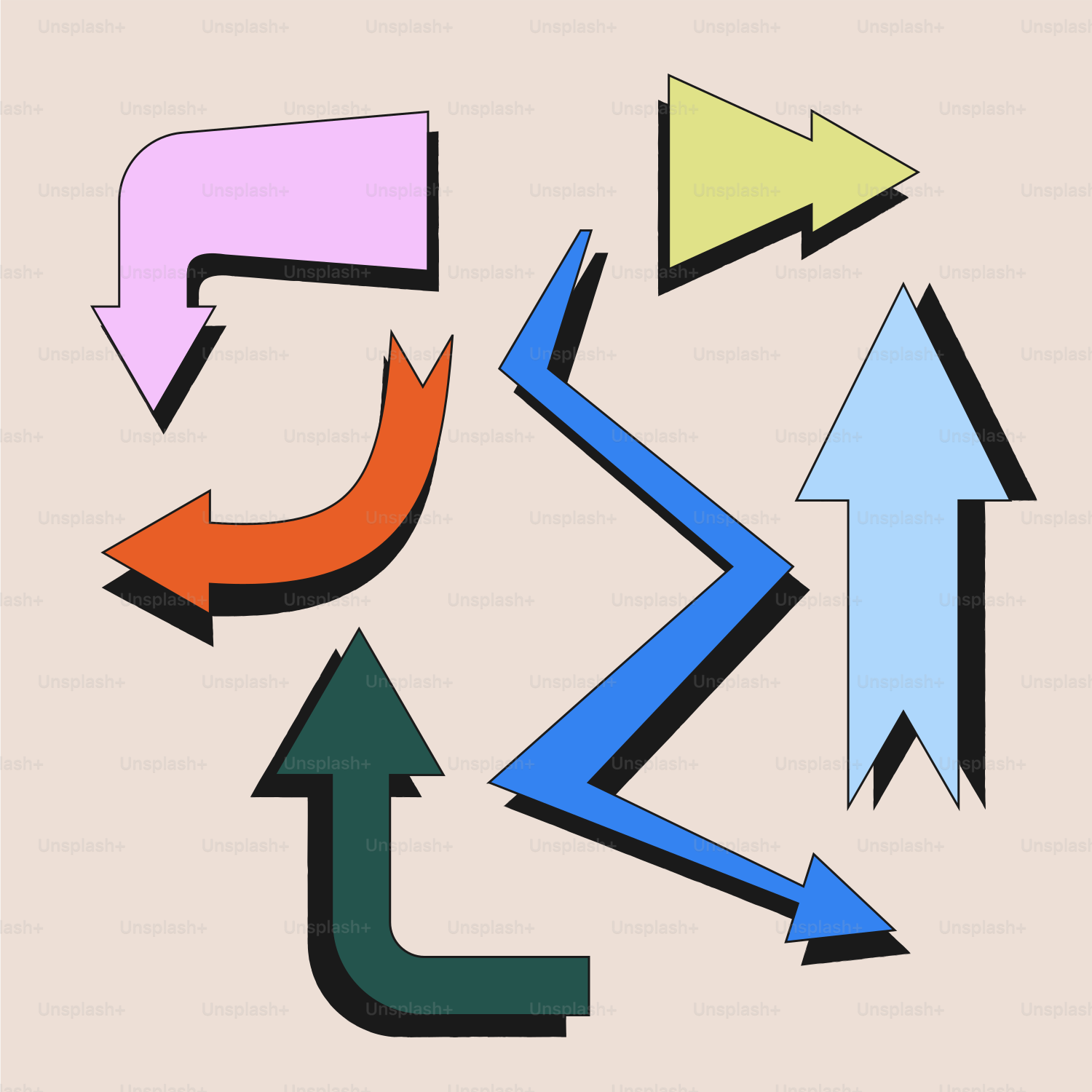 A group of arrows pointing in different directions vector – Arrows ...