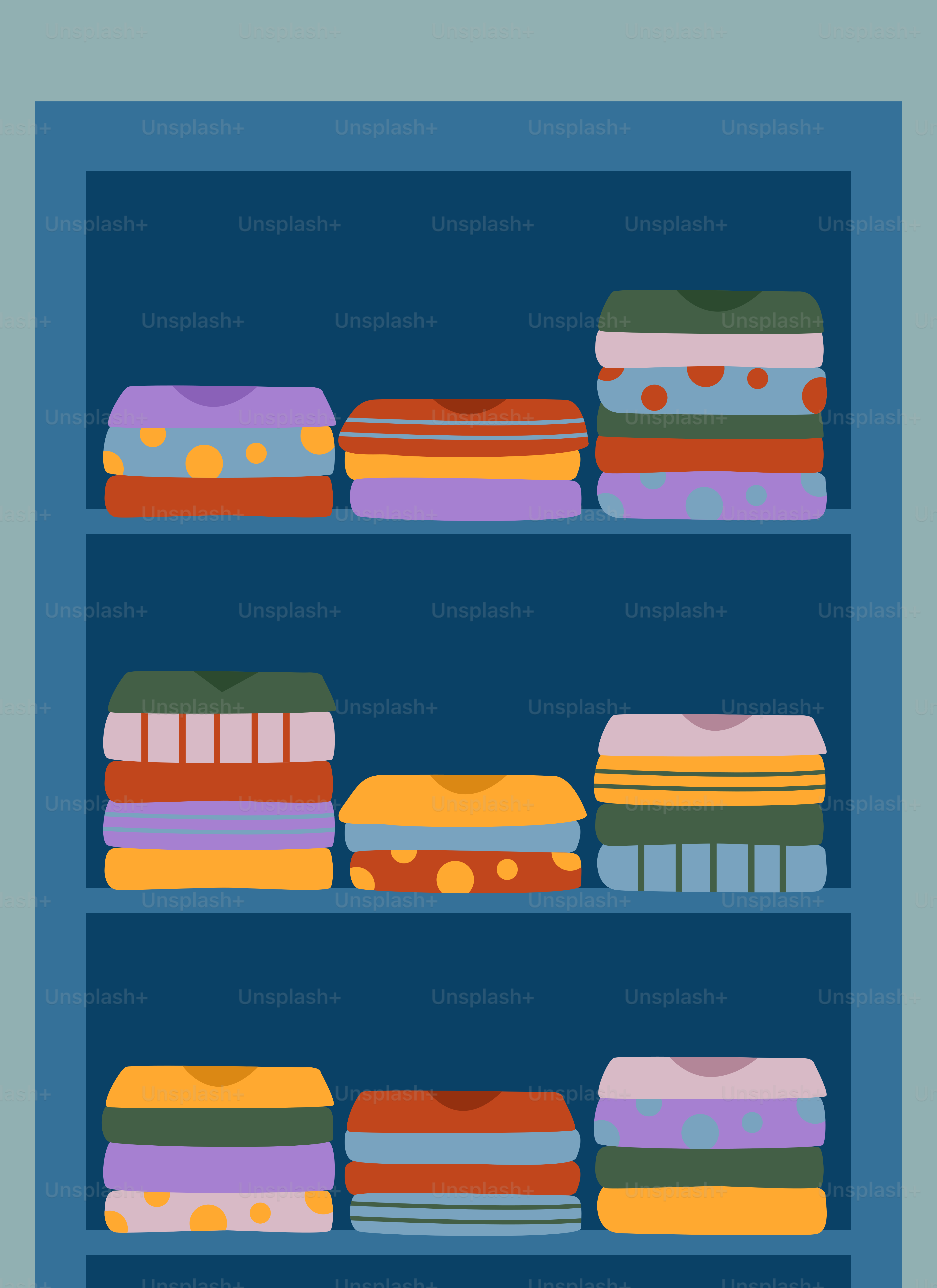 A shelf filled with lots of different types of cakes vector – Folded ...